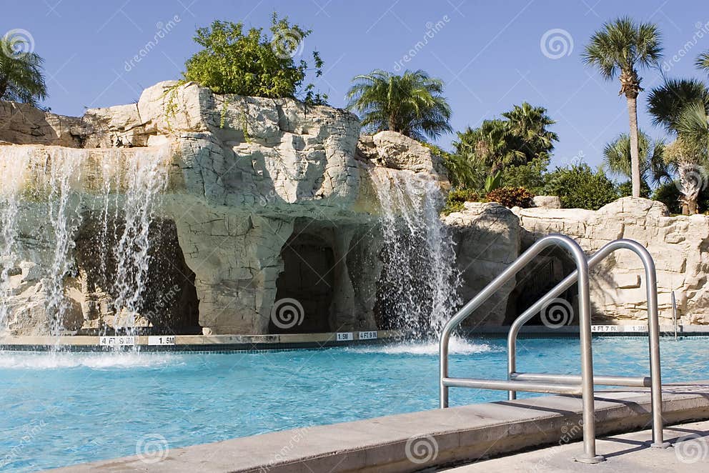 Water Fall in Pool stock image. Image of peaceful, poolside - 21668965