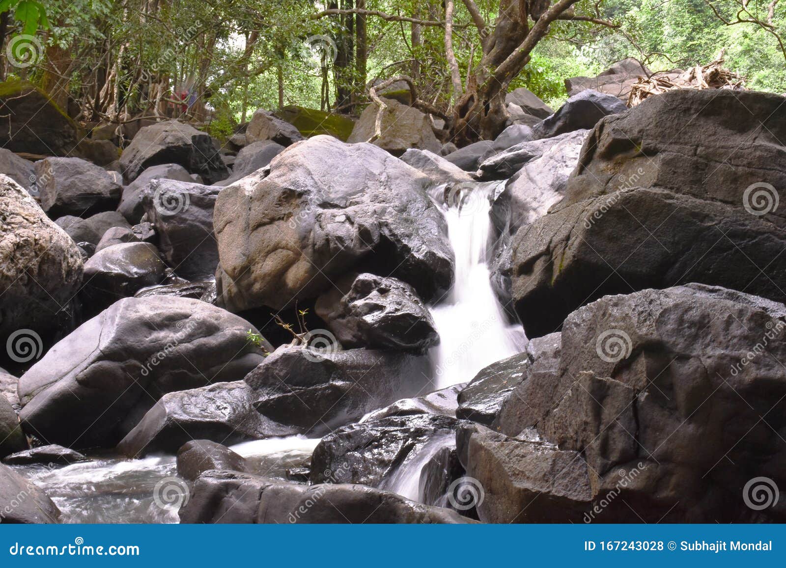 Water Falling through the Big Rocks Stock Photo - Image of environment ...