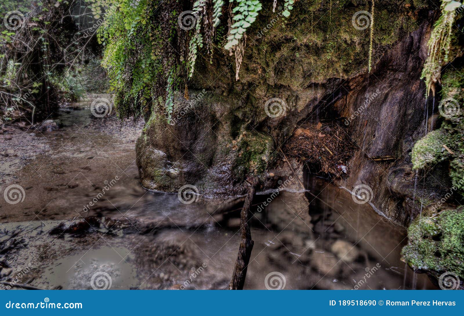 Water Falling Down a Mountain Wall Stock Photo - Image of park ...