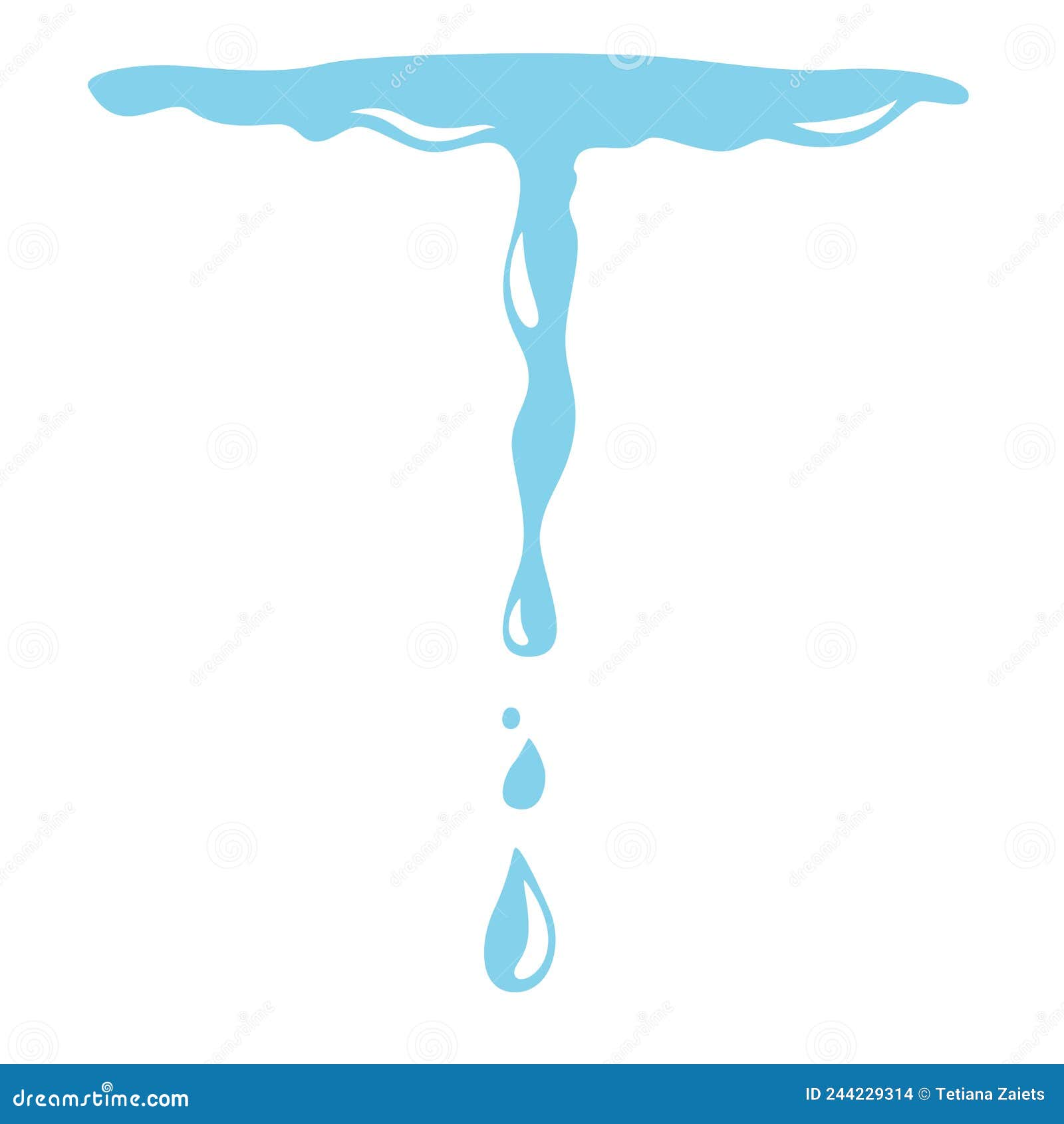 Water Falling Drop Vector Background in Simple Flat Style Isolated on ...