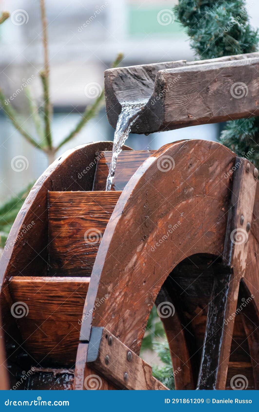 Water Falling in the Water Mill Wheel Stock Image - Image of landmark ...