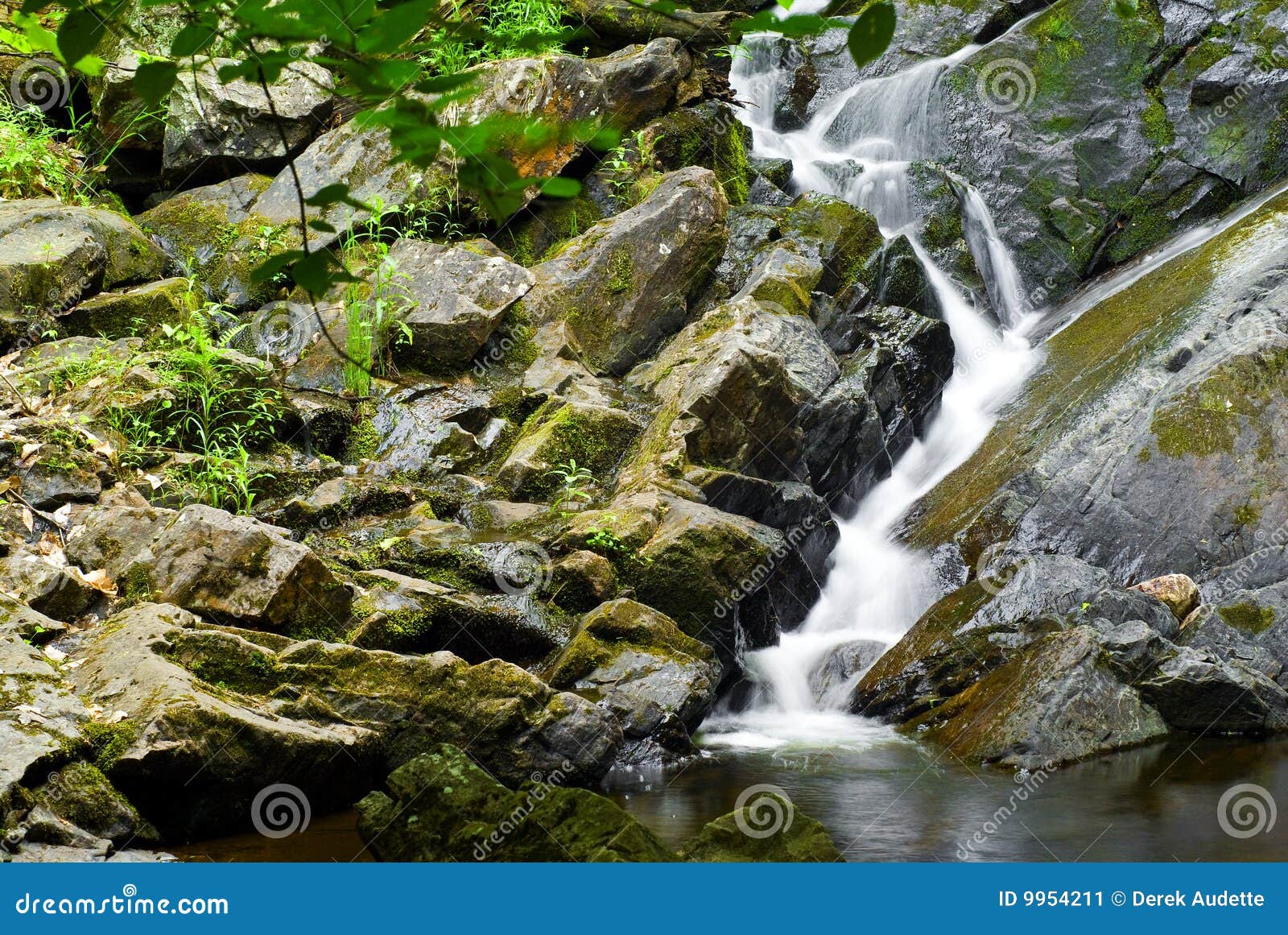 Water Falling Over Rocks stock image. Image of moss, outdoor - 9954211