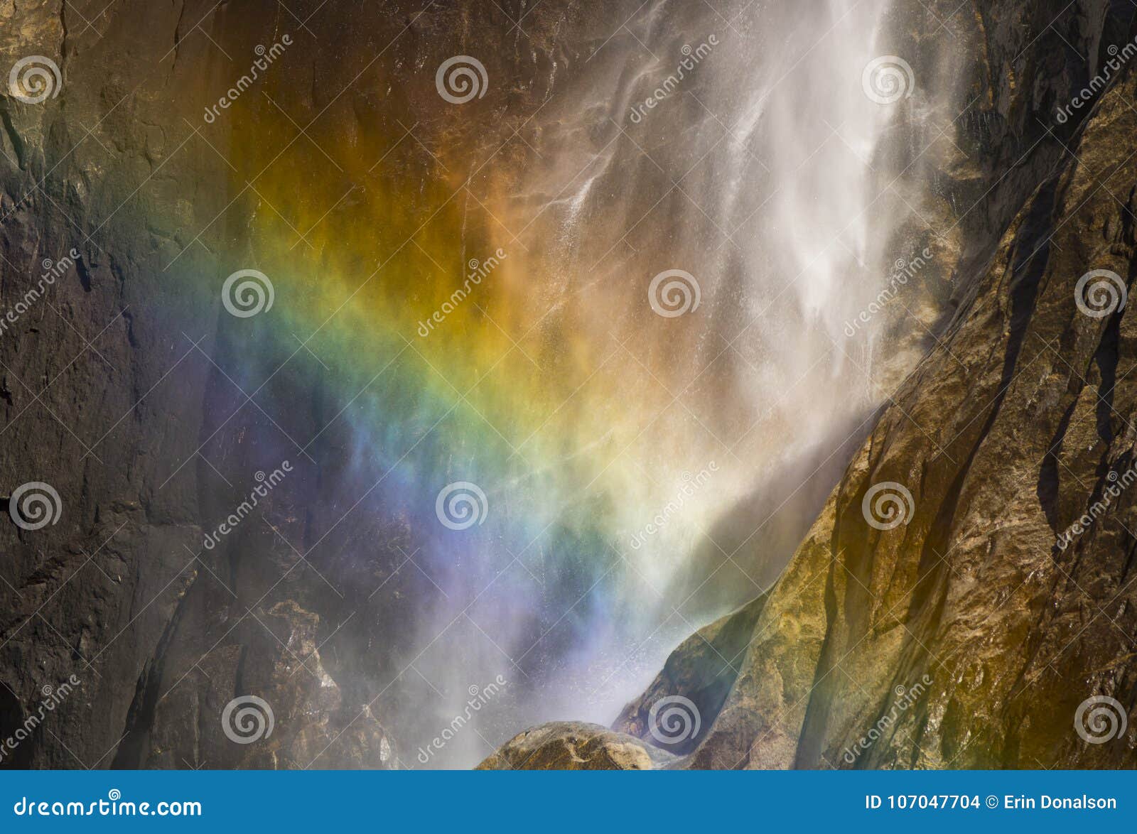 Water Falling through Rainbow Against Cliff Stock Photo - Image of ...