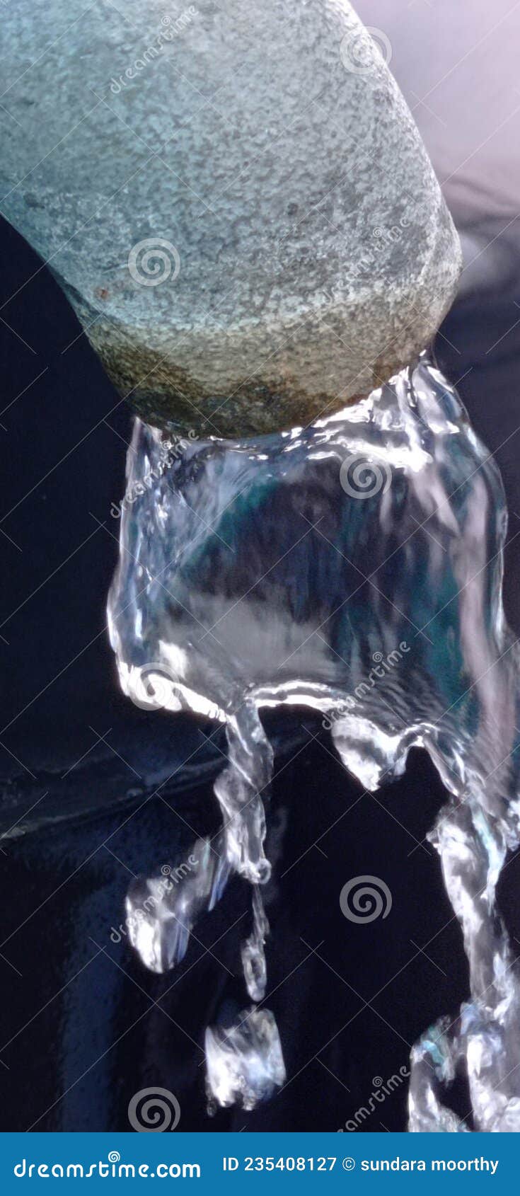 The Water Falling from Water Pipe Stock Image - Image of blue, water ...