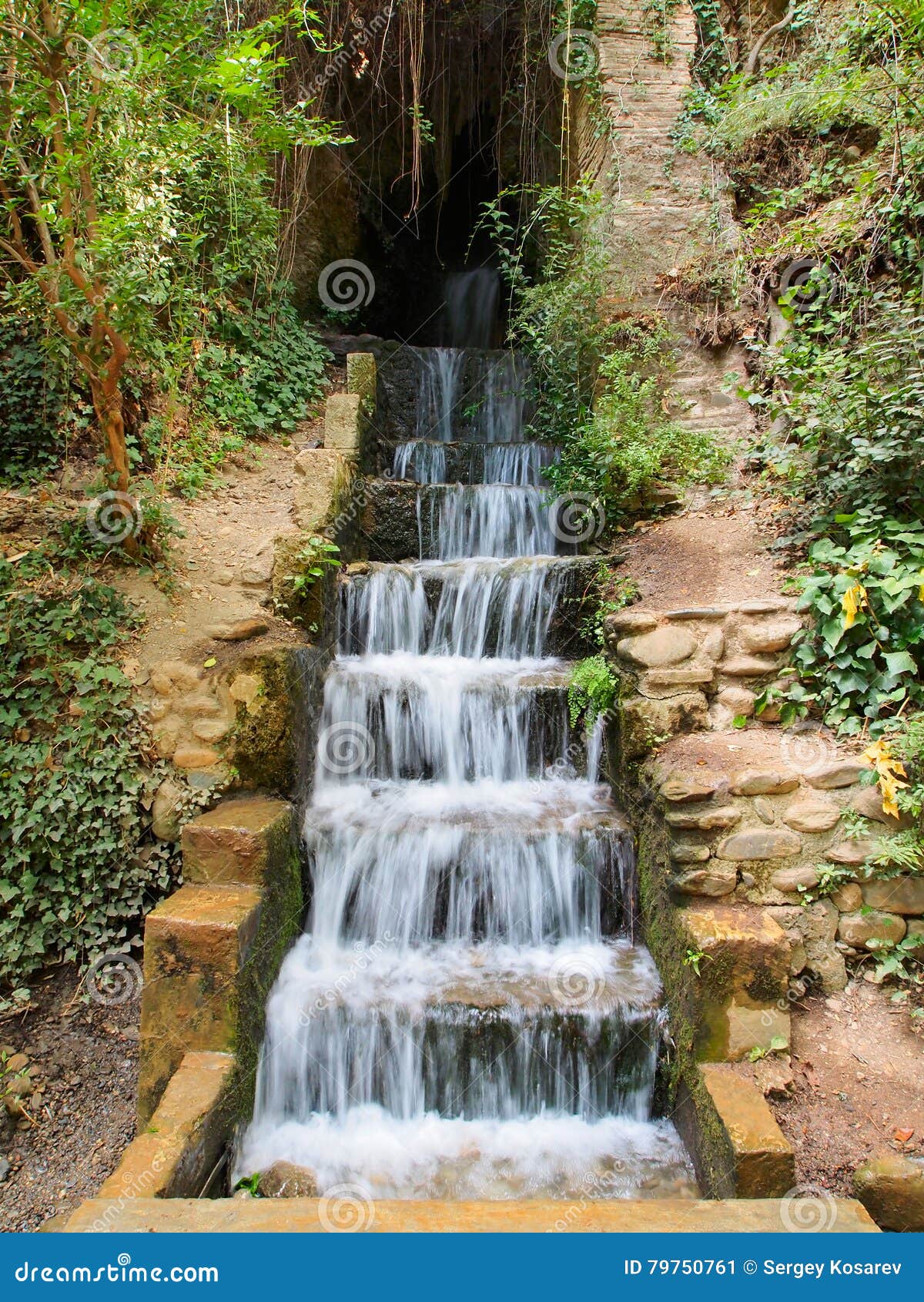 Water Falls Down the Stone Steps Stock Image - Image of park, motion ...