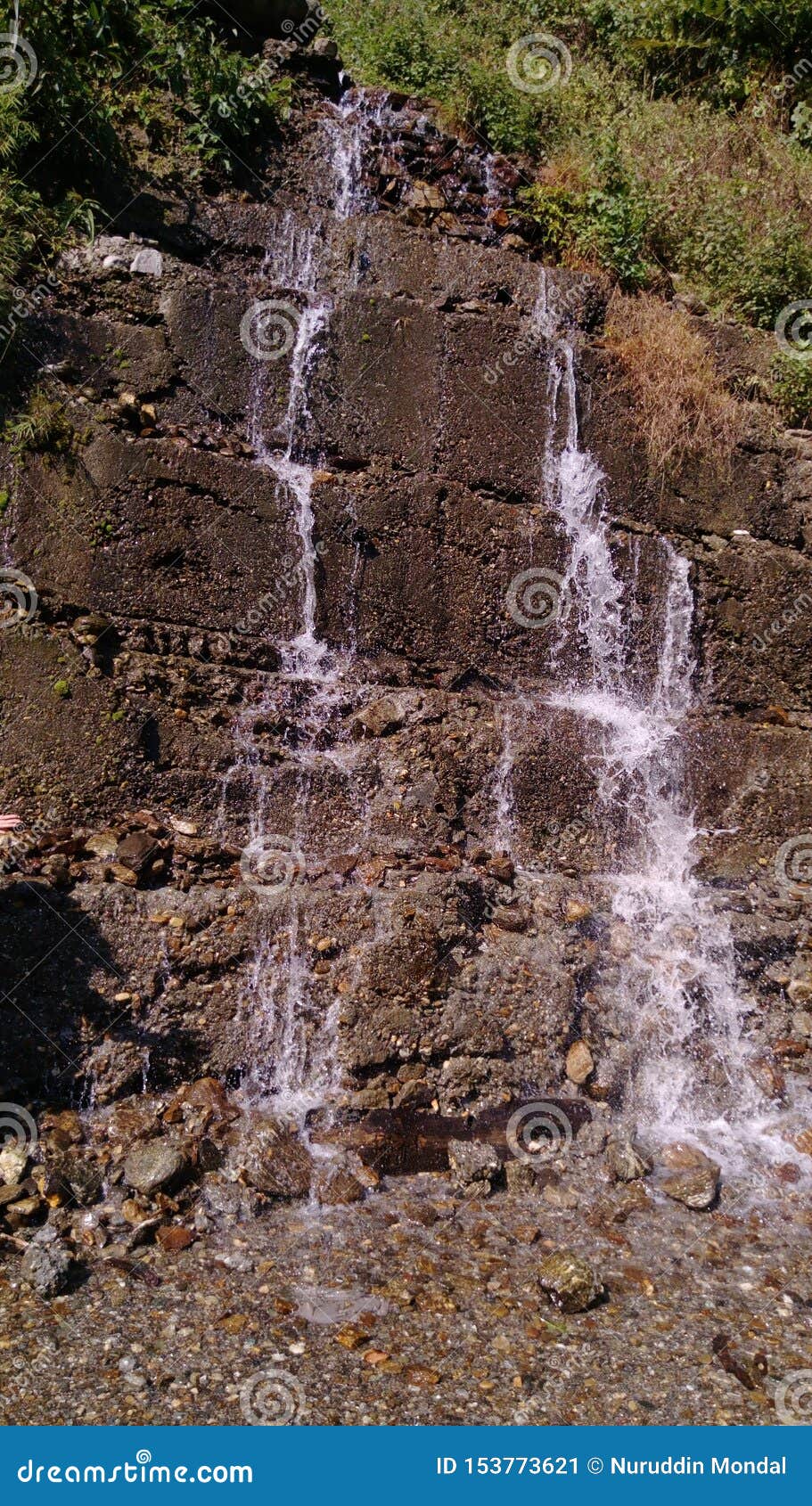 The Water Falls Down on the Stones Stock Image - Image of step, stones ...