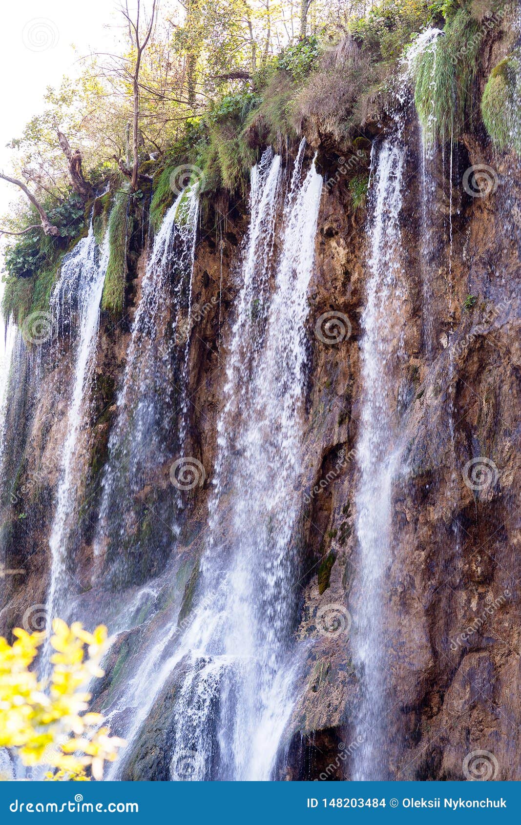 Water that Falls from a Large Waterfall Over Stone Slopes, Plitvice ...
