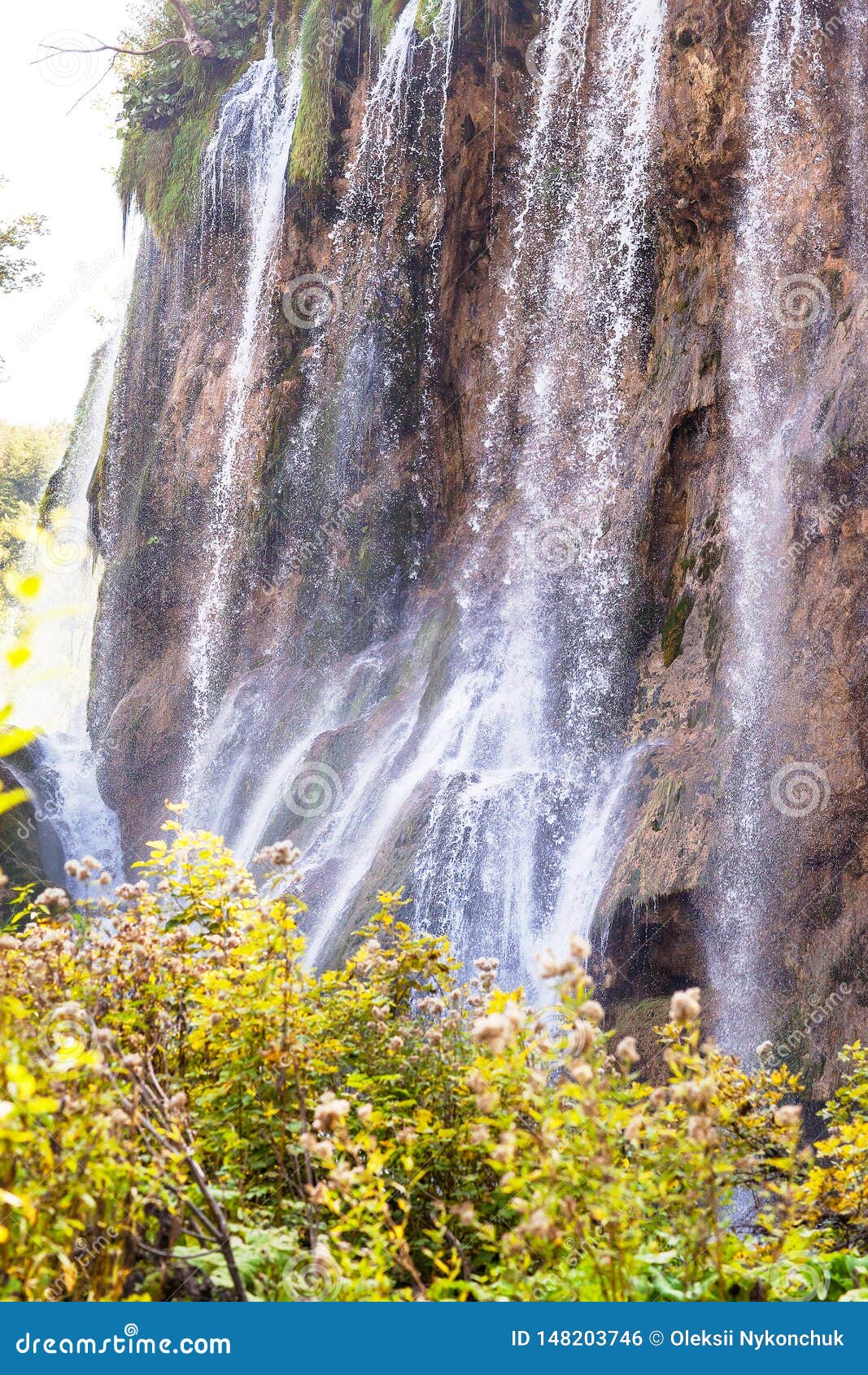 Water that Falls from a Large Waterfall Over Stone Slopes, Plitvice ...