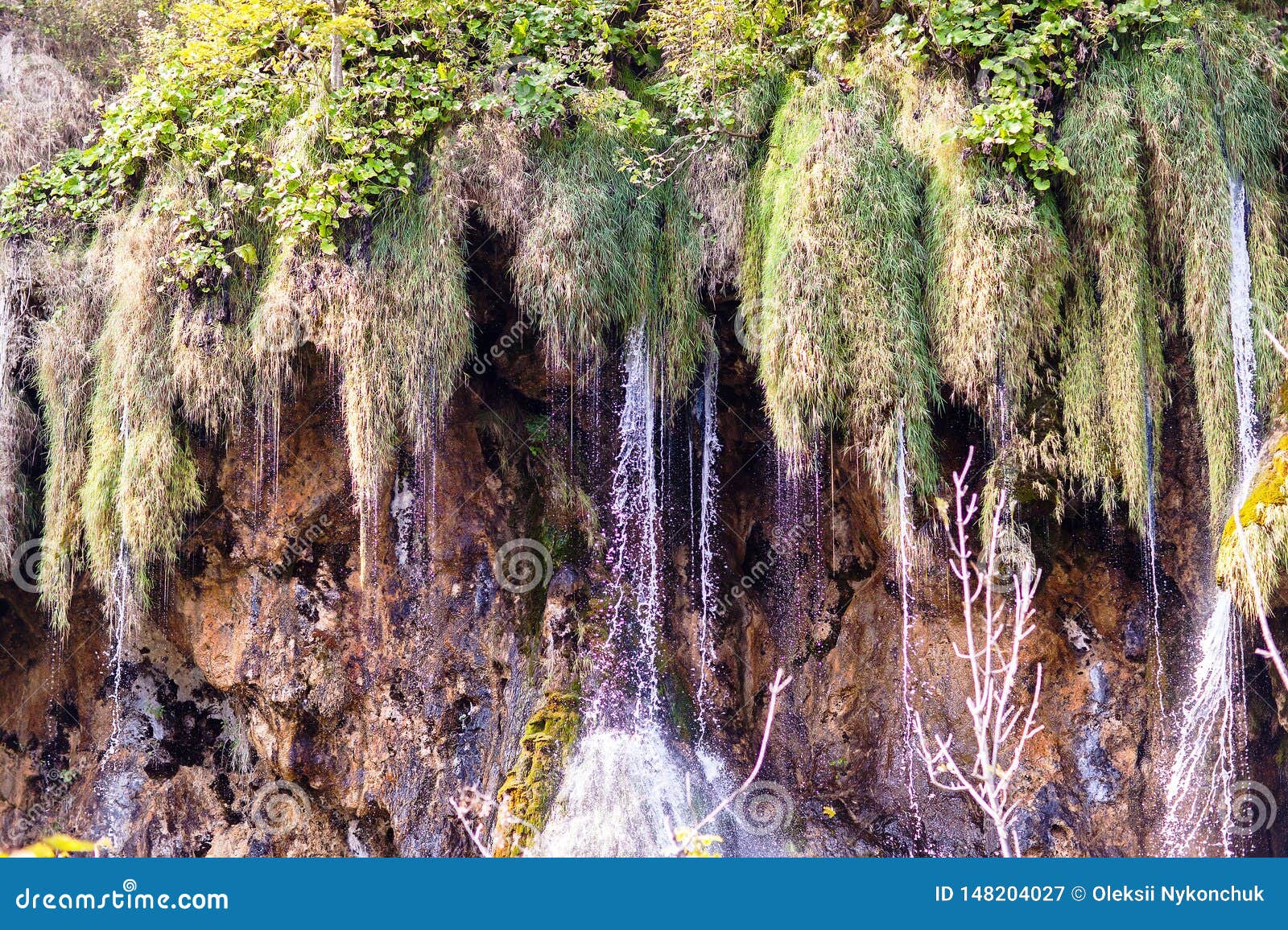 Water that Falls from a Large Waterfall Over Stone Slopes, Plitvice ...