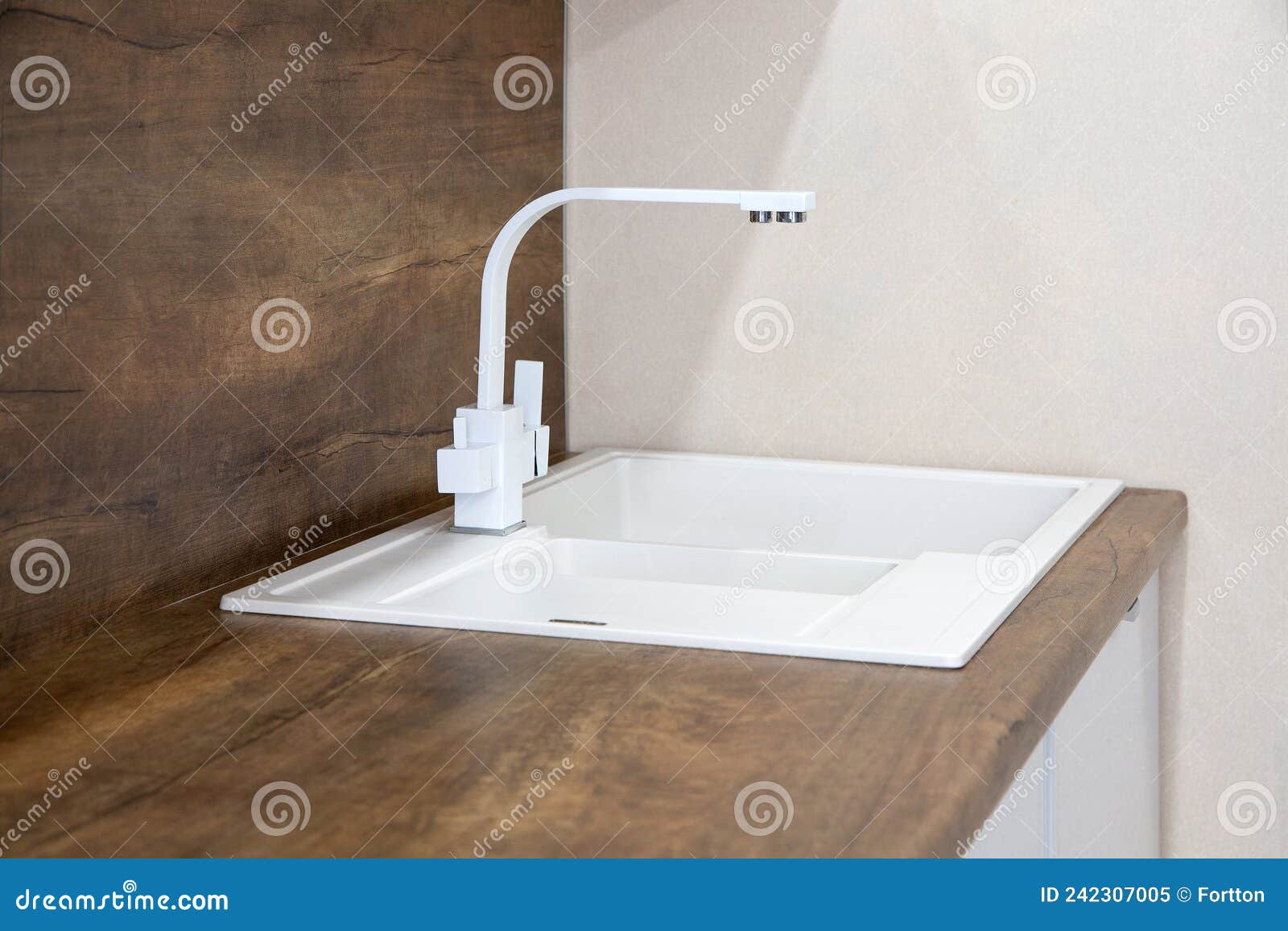 Water Faucet Design. Minimalism in the Kitchen Stock Image - Image of ...