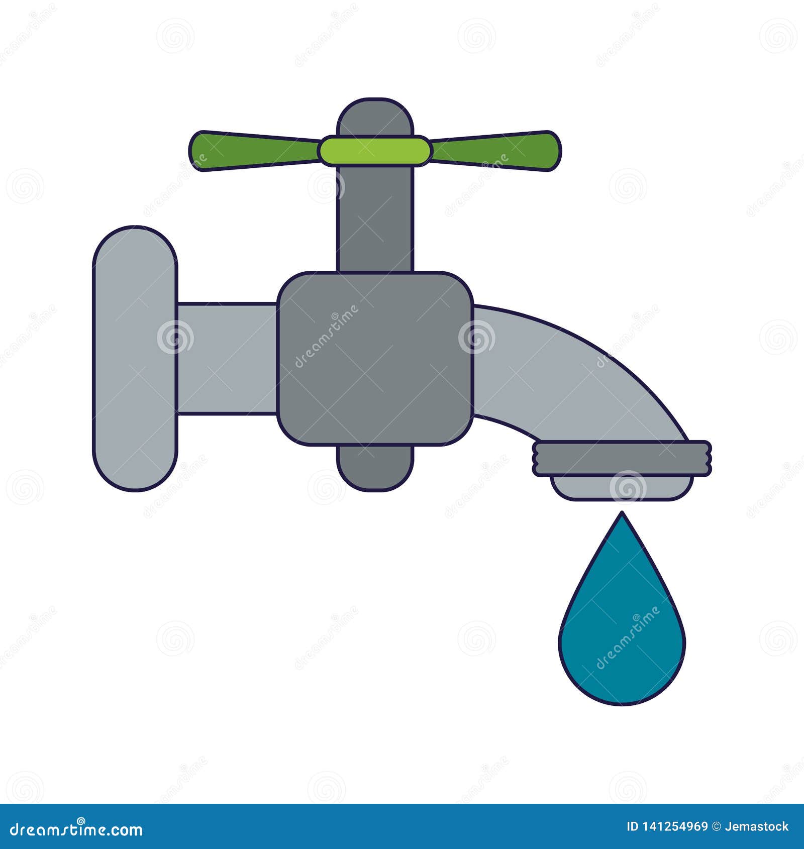 Water faucet with drop stock vector. Illustration of clear - 141254969
