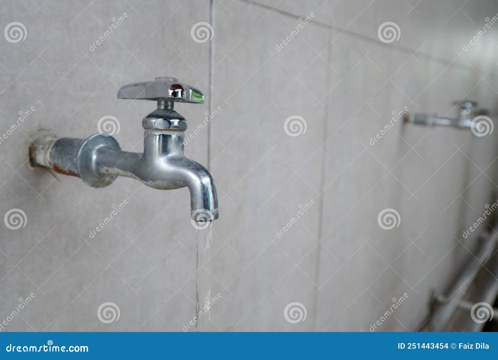Water Faucet or Water Tab on Ceramic Wall. Stock Photo - Image of ...