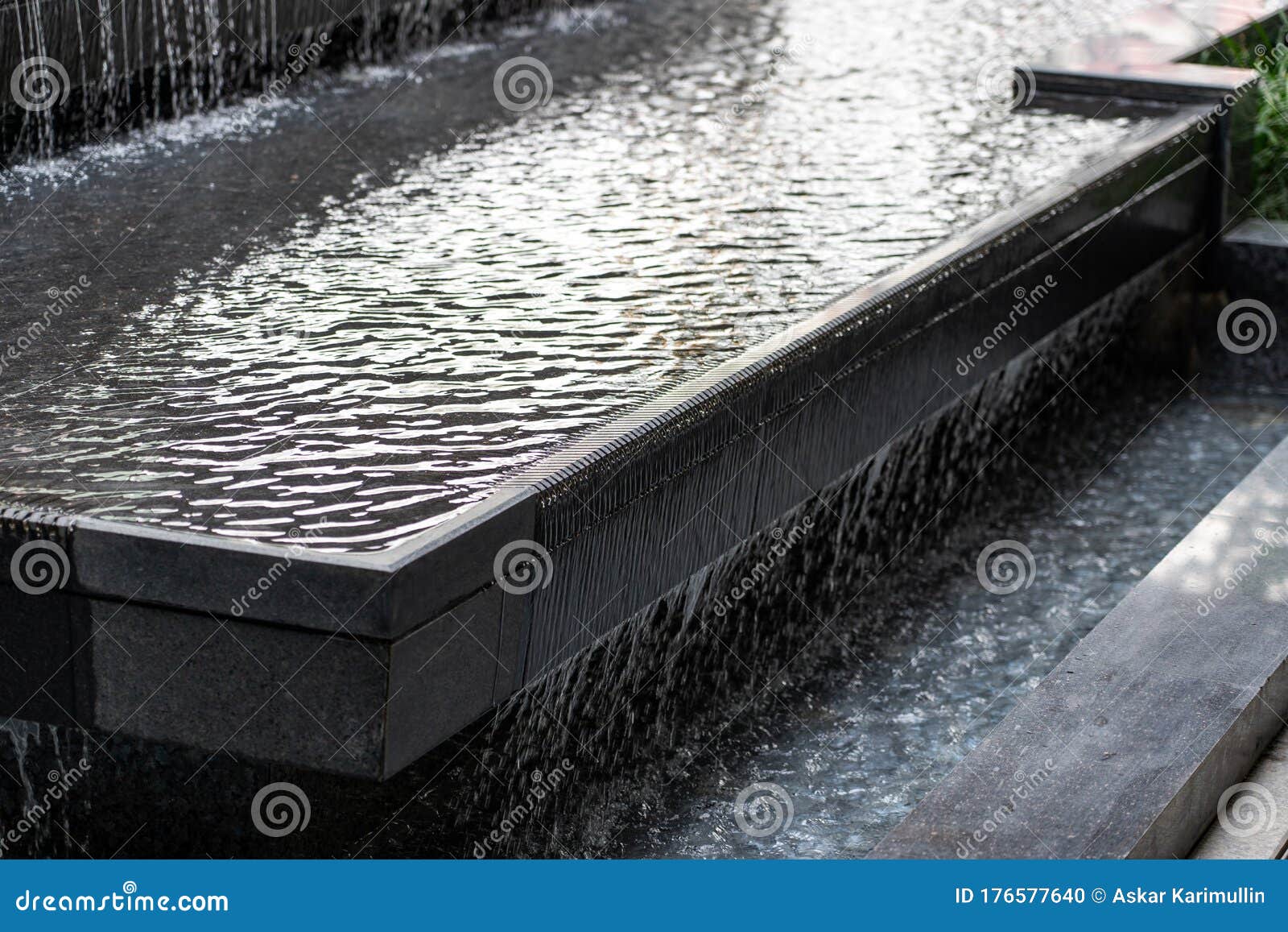 Water Feature Cascade As Part of Landscape Design Stock Photo - Image ...