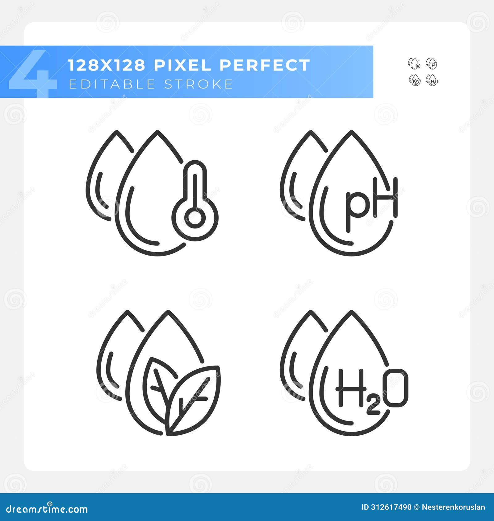 Water Features Linear Icons Set Stock Vector - Illustration of flat ...
