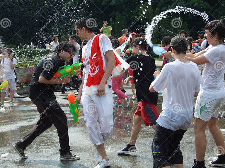 Water fight editorial photo. Image of editorial, summer - 27206646