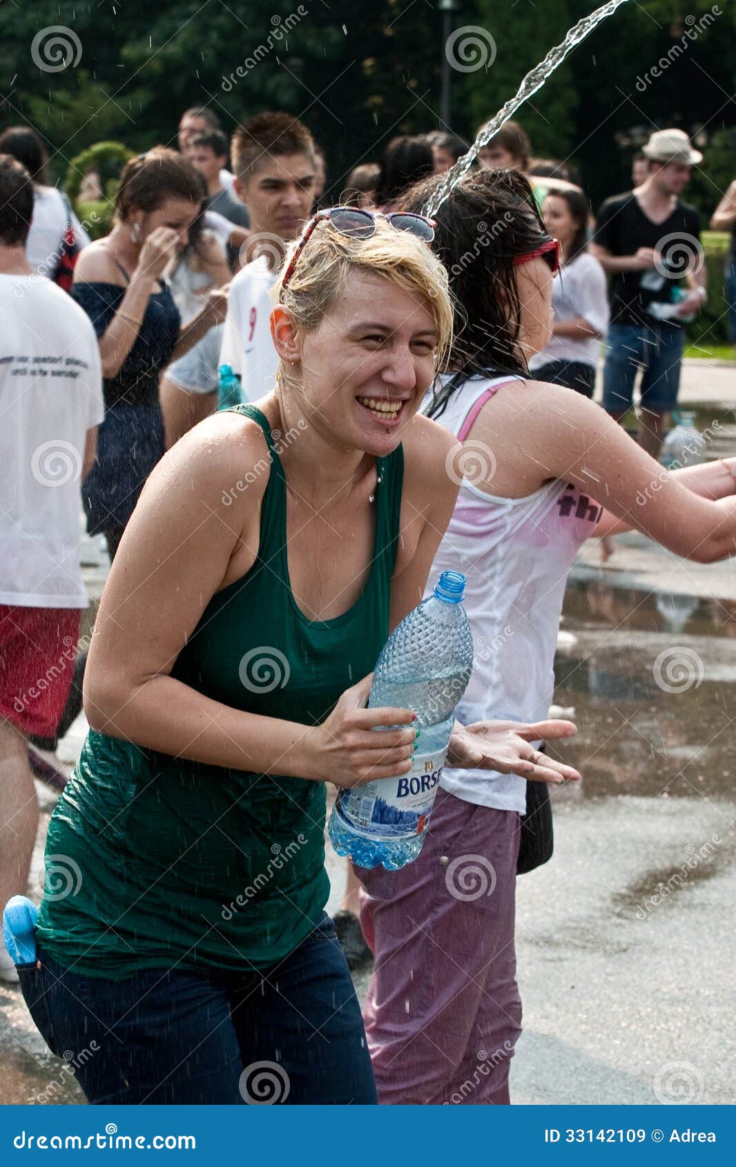 Wet Happy Teenagers at a Water Fight in Herastrau Park Editorial Stock ...