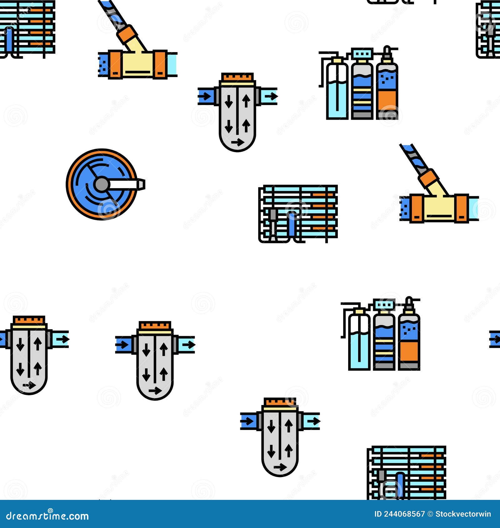 Water Filter Equipment Vector Seamless Pattern Stock Vector ...