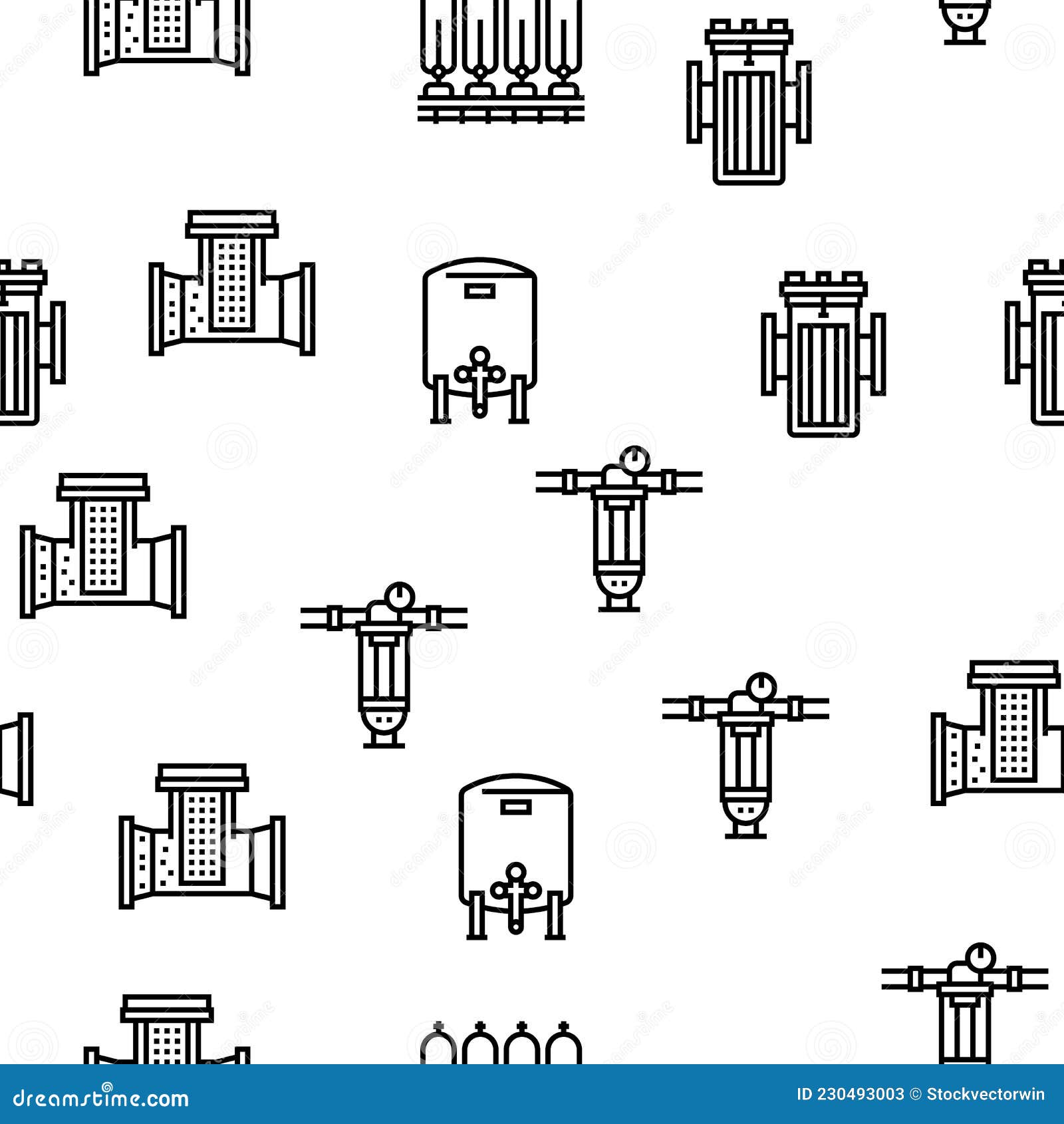 Water Filter Equipment Vector Seamless Pattern Stock Illustration ...