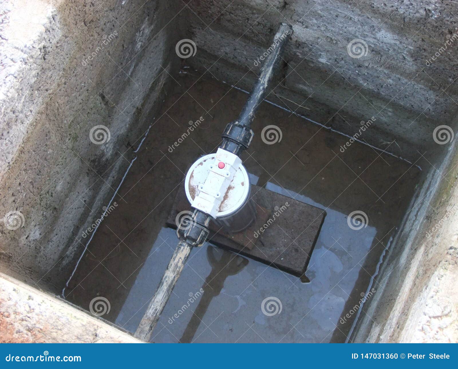 Water Filter in a Manhole stock photo. Image of pipes - 147031360