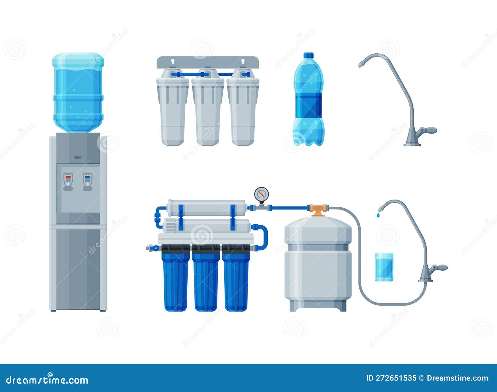 Water Filter System With Cartridge For Drinking Water Vector Set ...