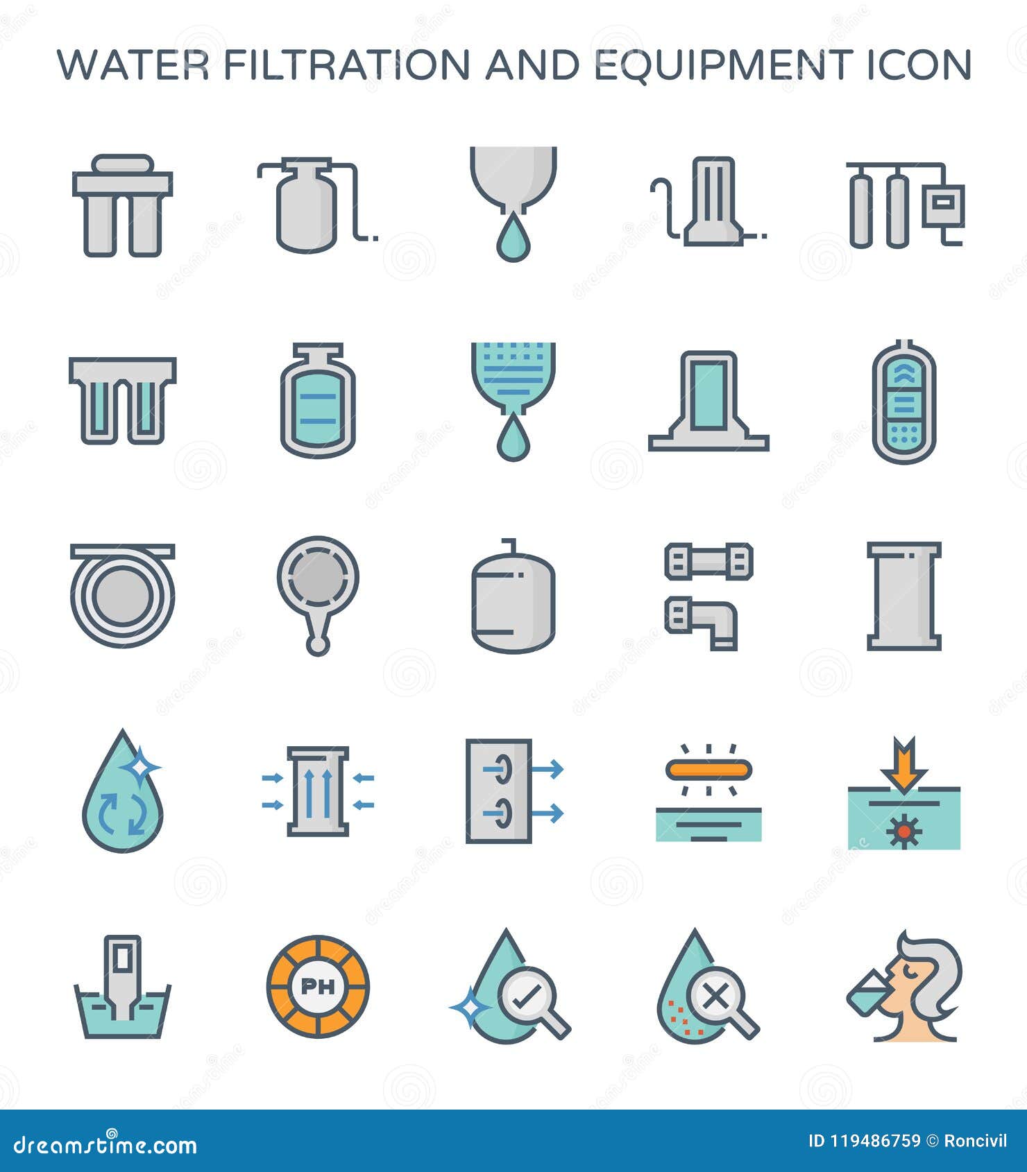 Water filtration icon stock vector. Illustration of machine - 119486759