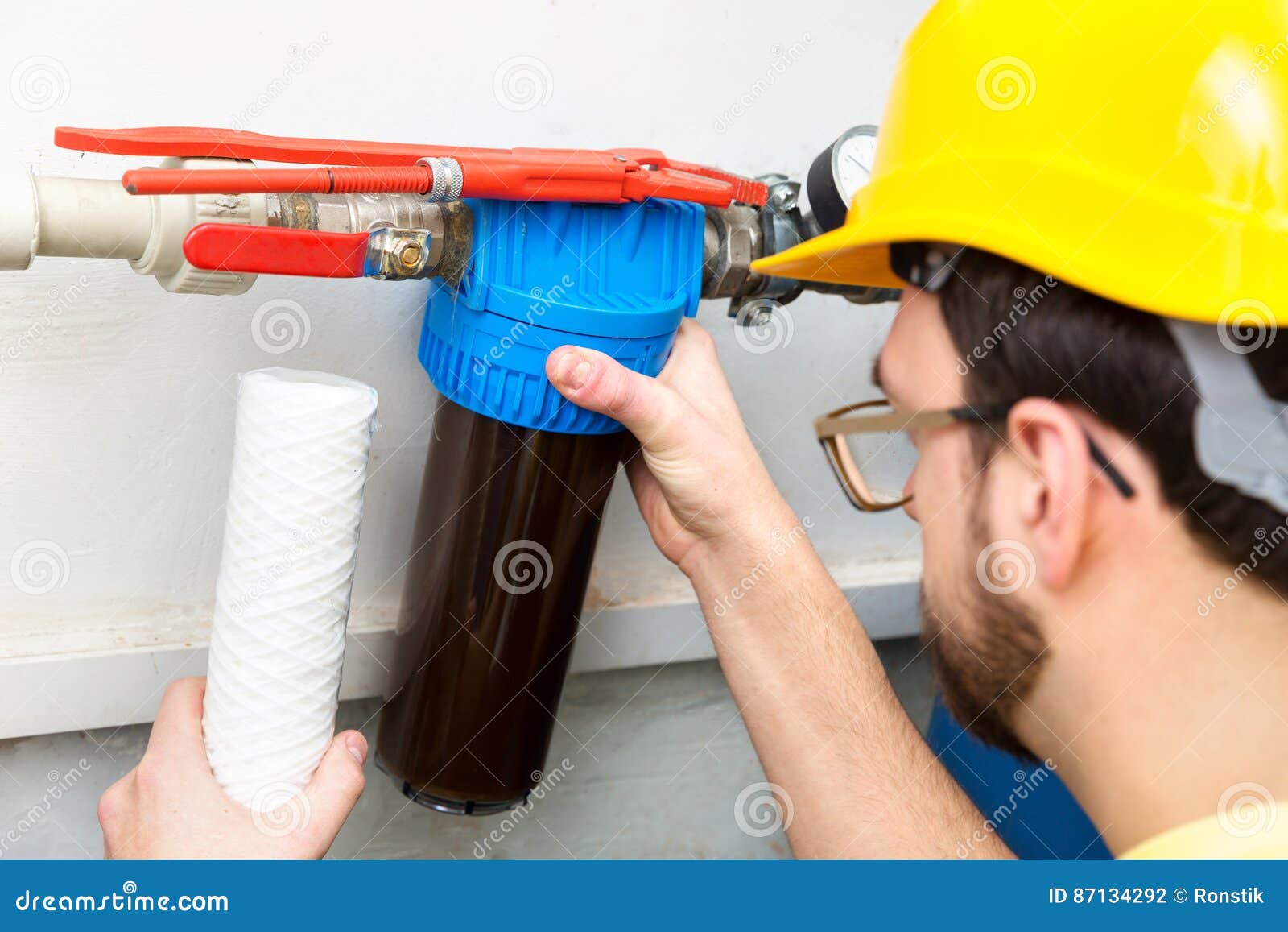 Water Filtration - Plumber Changing Water Filter Stock Photo - Image of ...