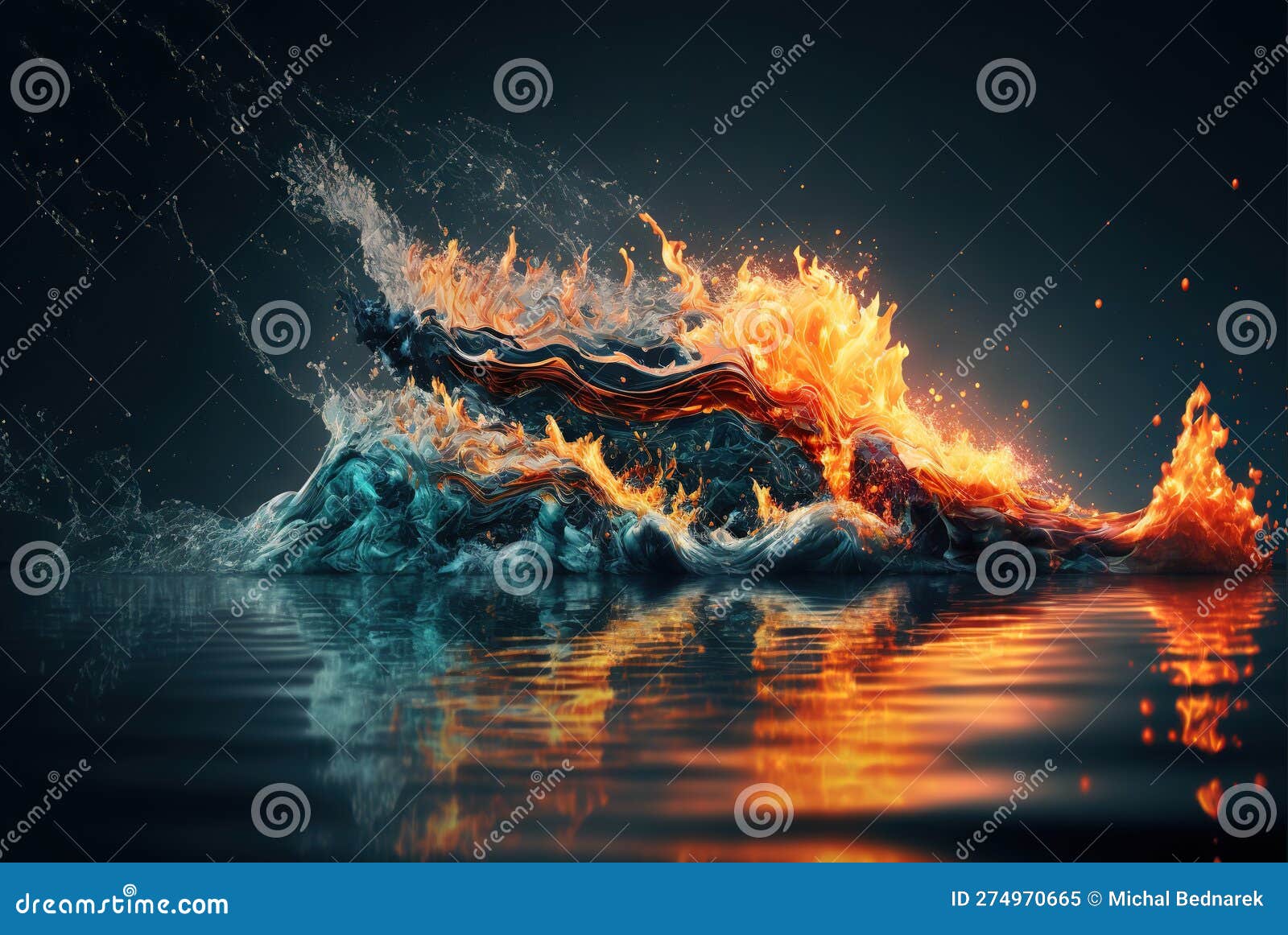 Water on Fire, Flames and Burning. Generative AI Stock Illustration ...
