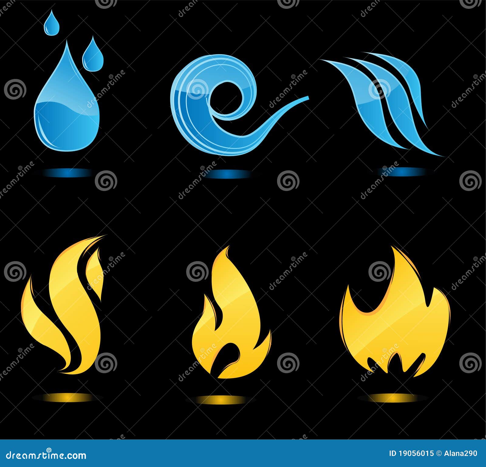 Water and Fire Glossy Icons Stock Vector - Illustration of natural ...