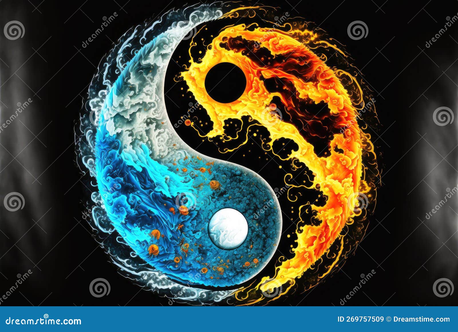 Water and Fire Yin Yang Symbol on a Black Background. Created with ...