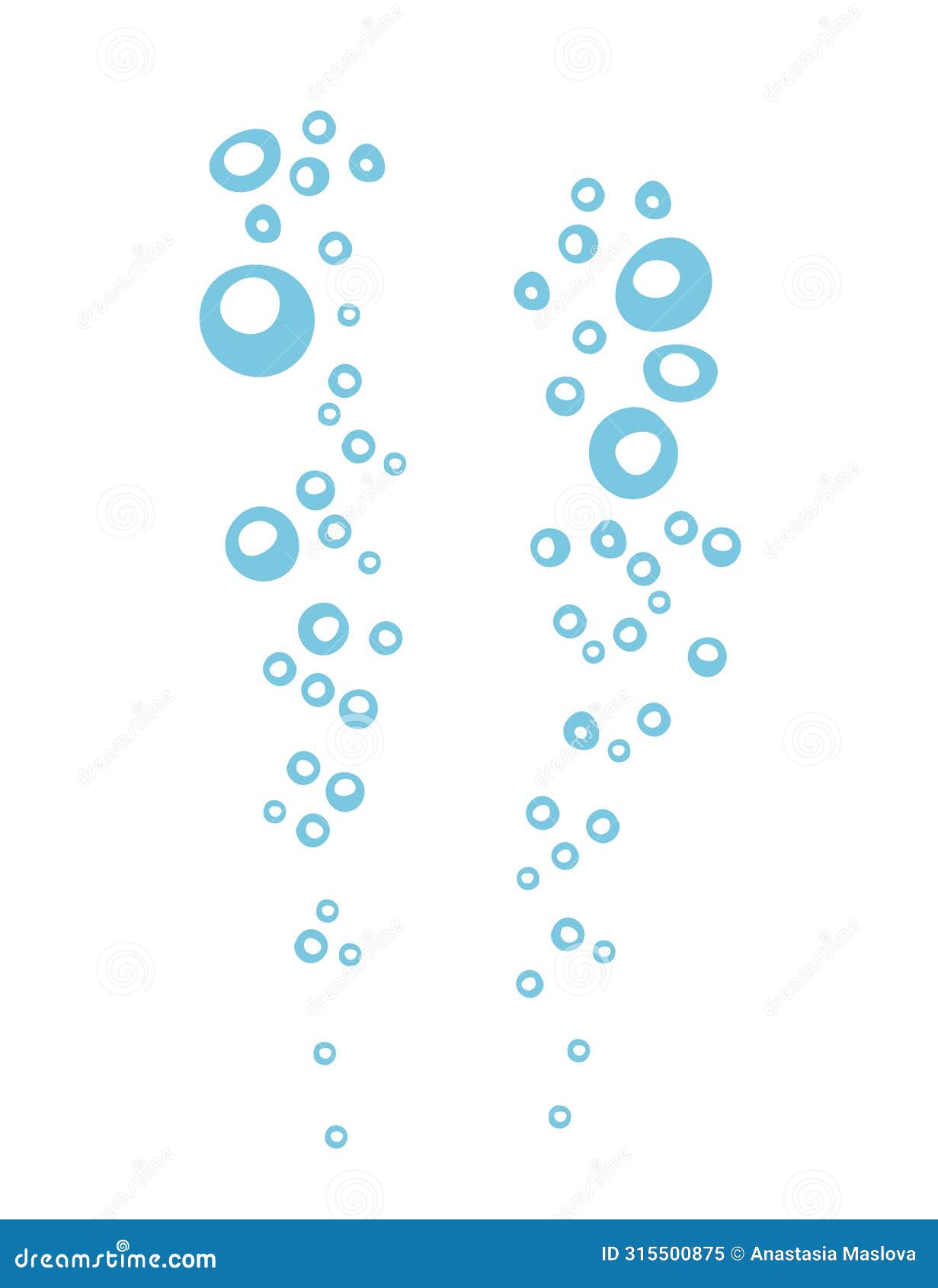 Water Fizzing Air Bubbles Stream Vector Illustration Isolated on White Background Stock Vector ...