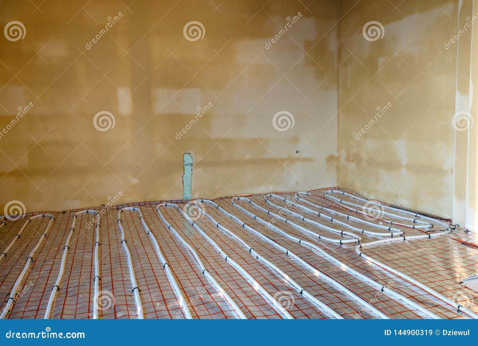 Water Floor Heating System Interior Stock Image - Image of construction ...