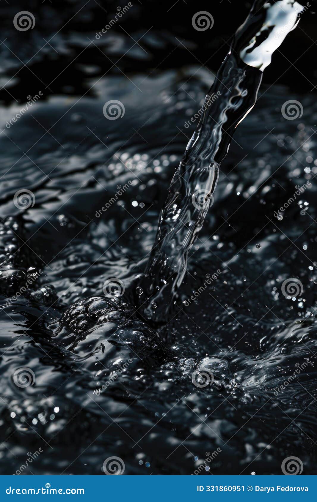 Water Flow Closeup with Sparkling Light Reflections in Clear Liquid ...