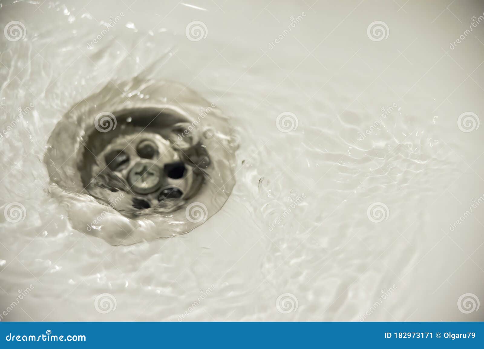 Water Flow into Drain in White Bath Stock Image - Image of faucet, flow ...
