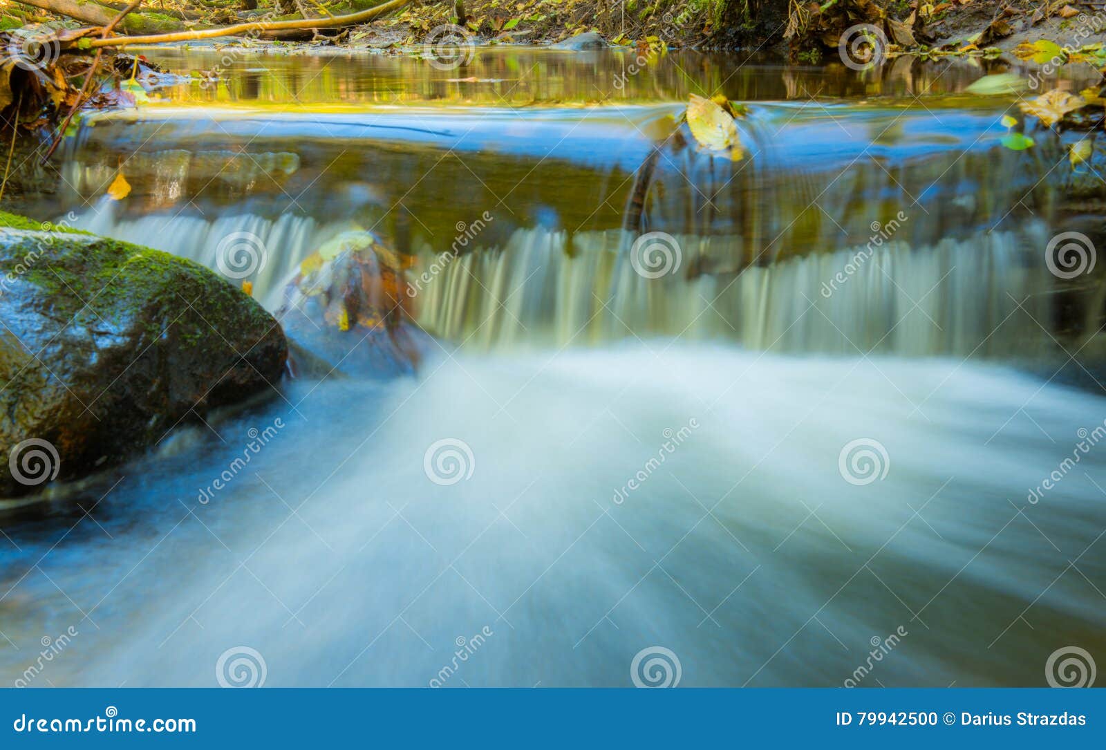 Water flow, fall leaves stock photo. Image of park, foliage - 79942500