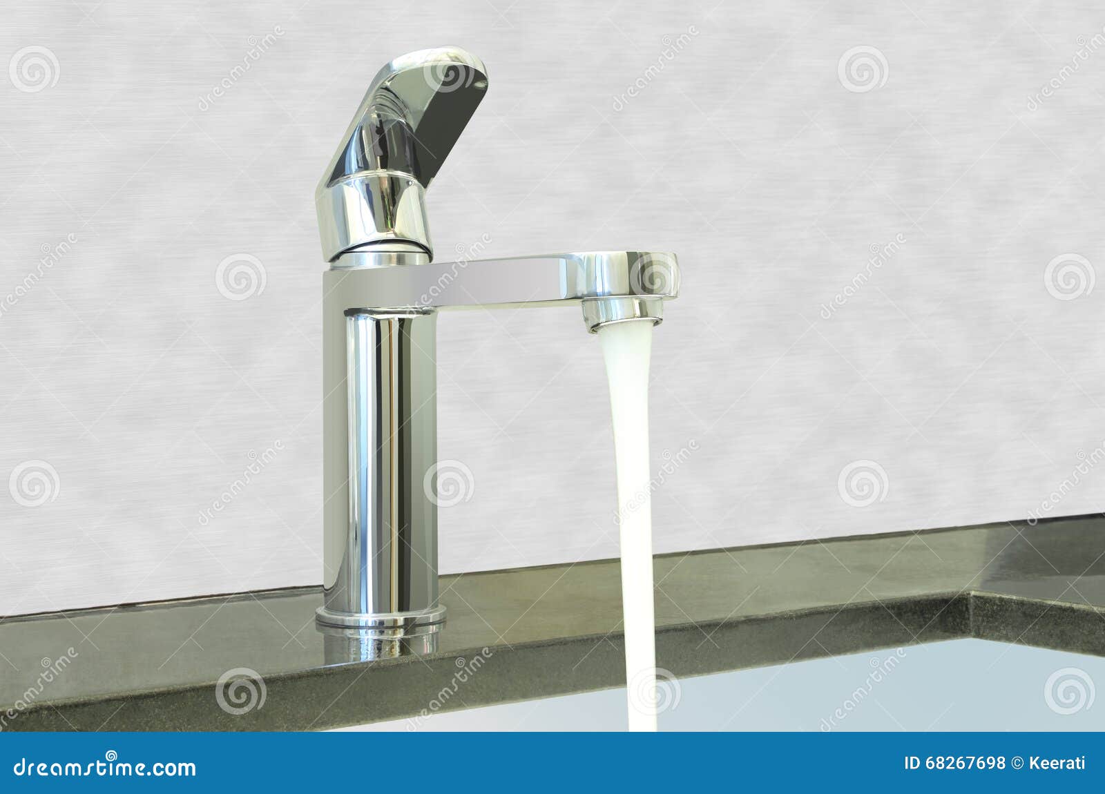 Water Flow Faucet Granite Counter Stock Photo - Image of sanitary ...