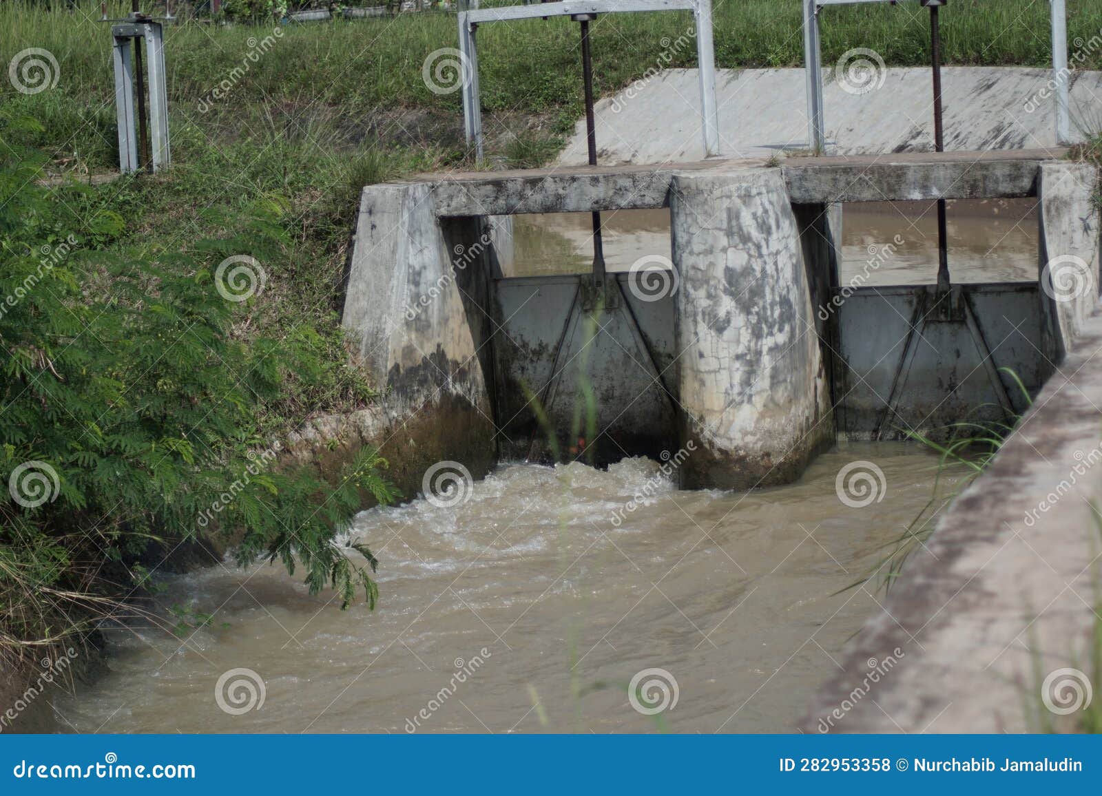 Flood Gate of the Irrigation Canal Stock Photo - Image of agriculture ...