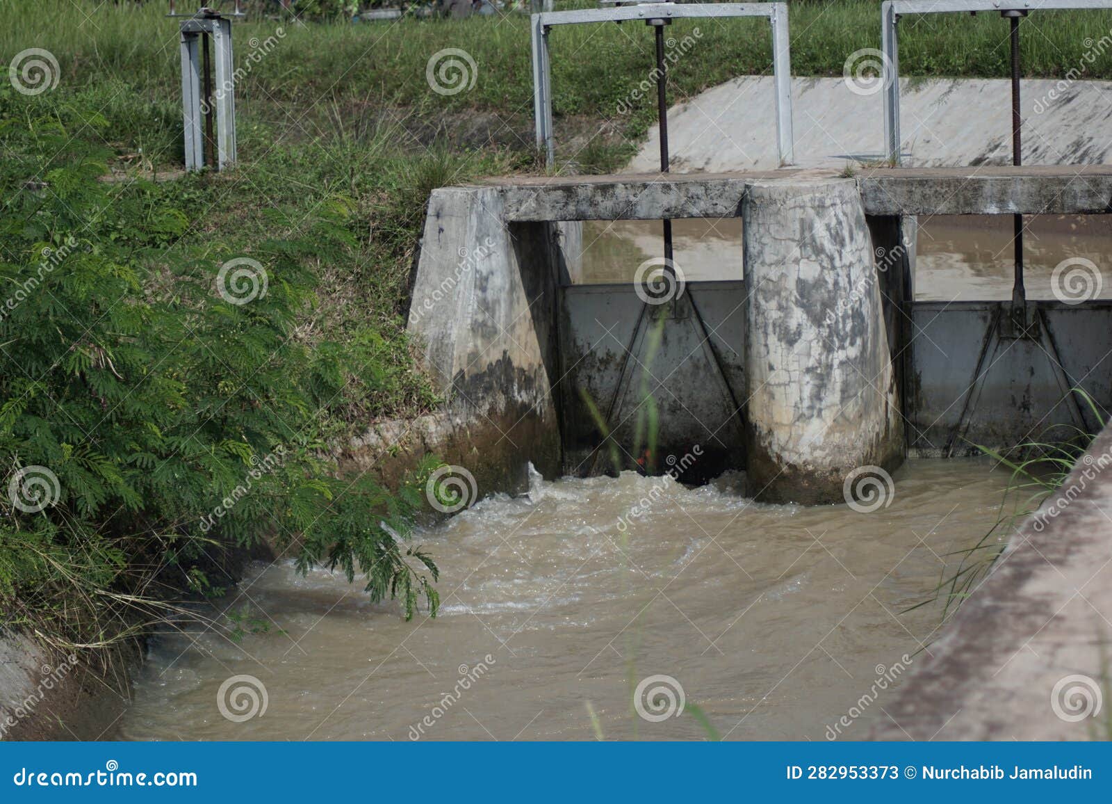 Flood Gate of the Irrigation Canal Stock Image - Image of rural, nature ...