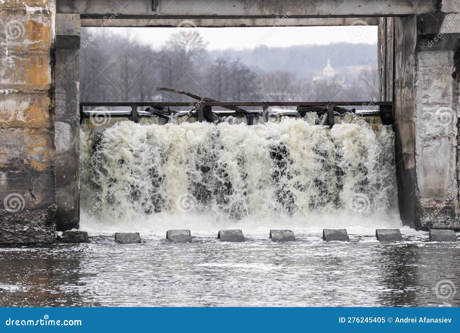 Water Flow through the Gate on the Old Dam Stock Image - Image of ...