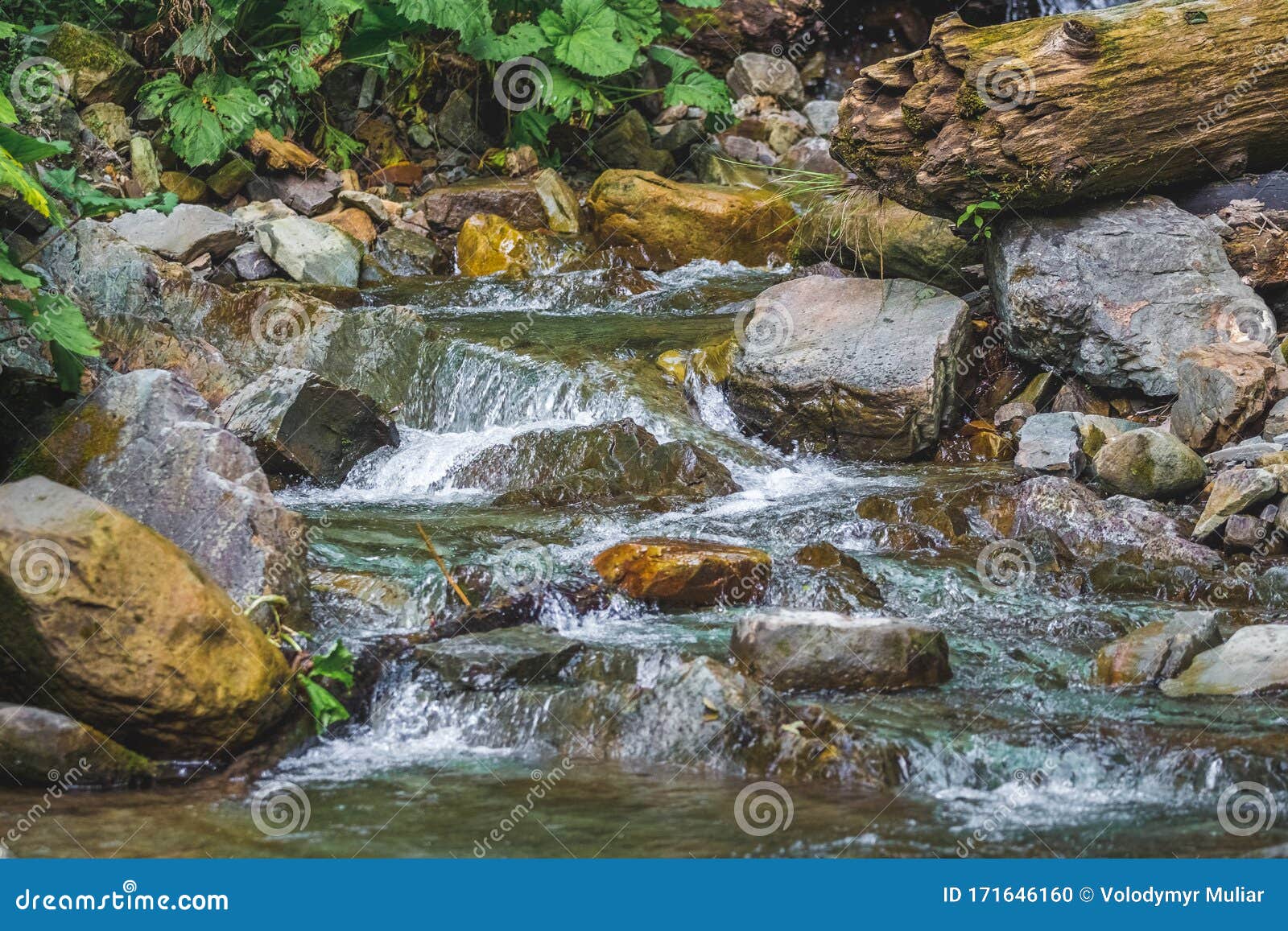 Water Flow in a Mountain River. Mountain Landscape with River_ Stock ...