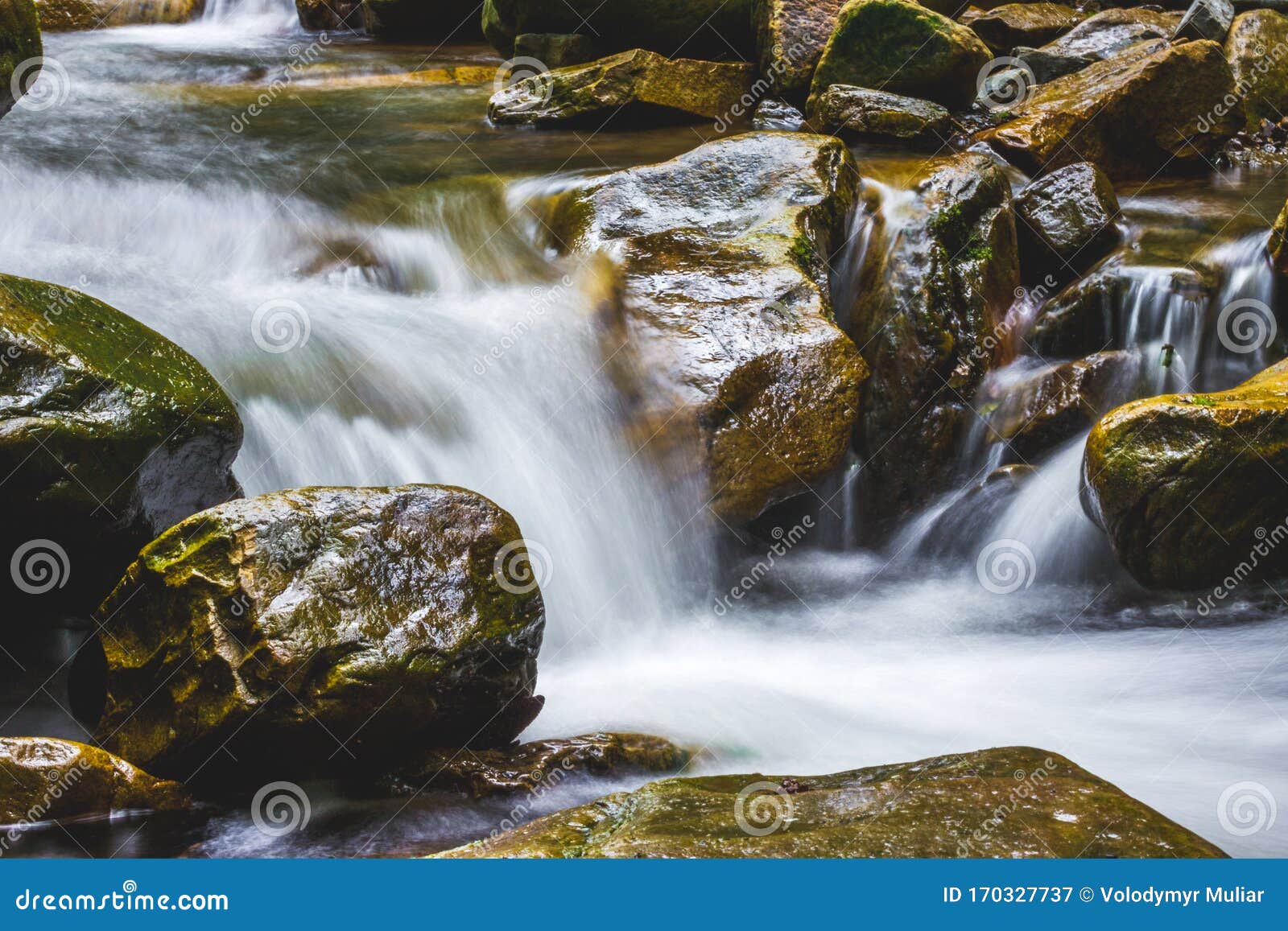 Water Flow in a Mountain River with Water Blur Effect_ Stock Image ...