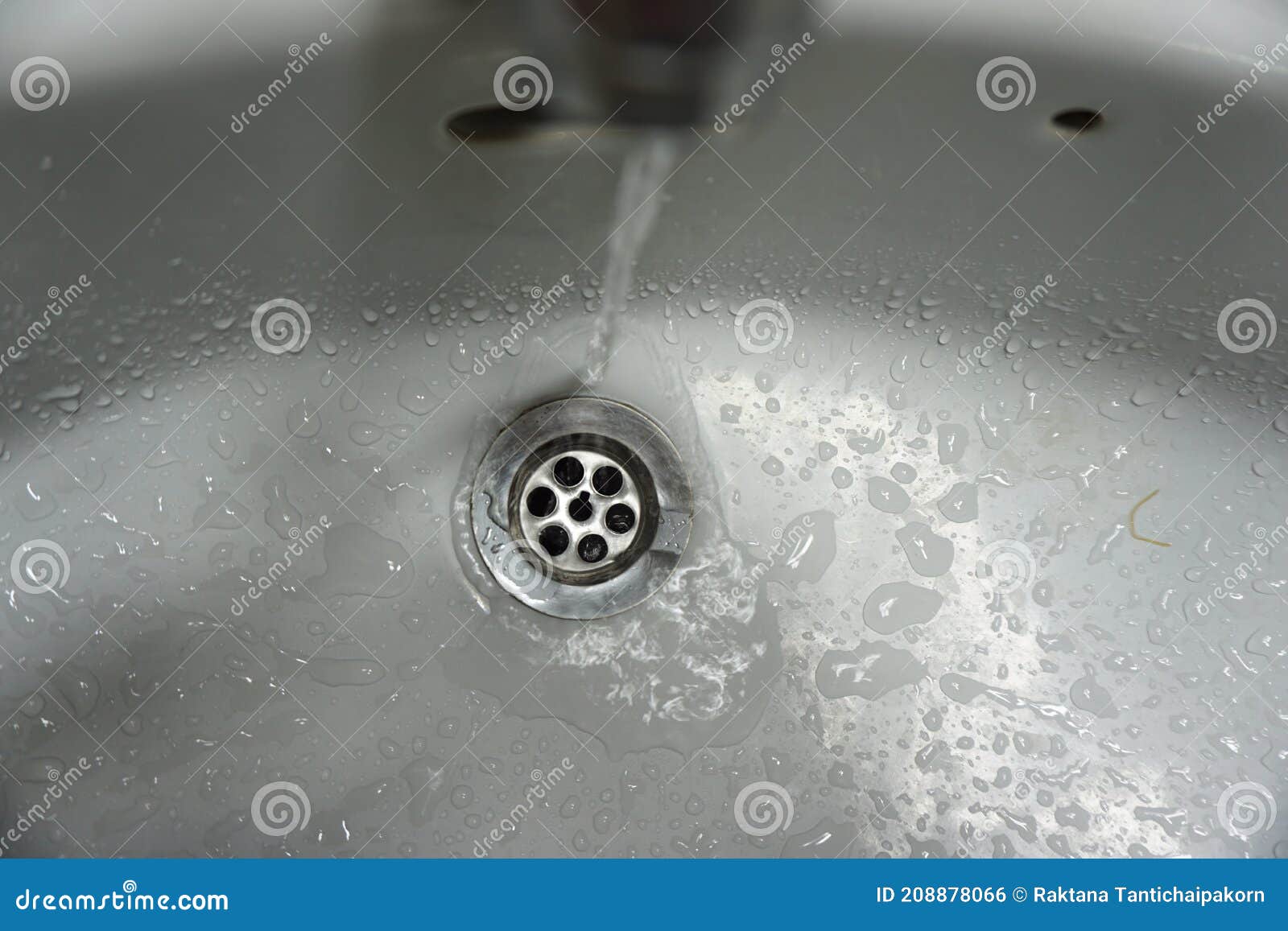 Water Flow Out through Drain Outlet Stock Photo - Image of white, iron ...