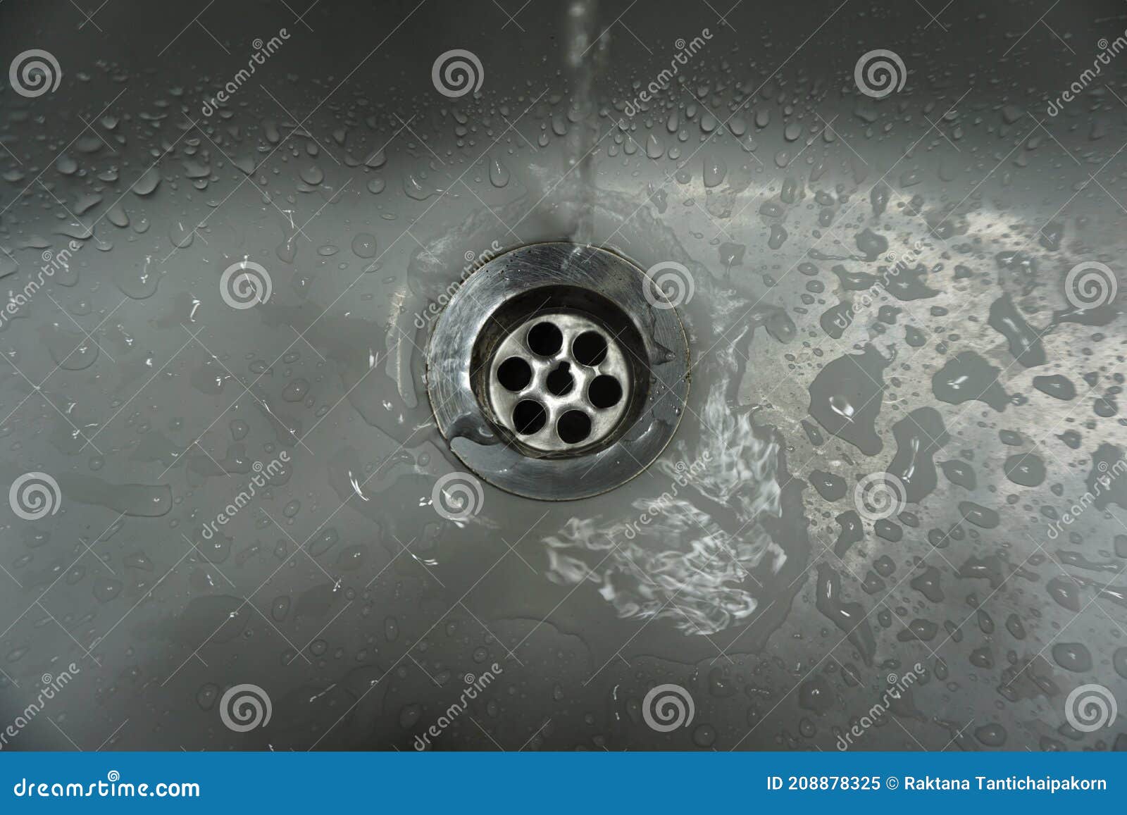 Water Flow Out through Drain Outlet Stock Image - Image of white, iron ...