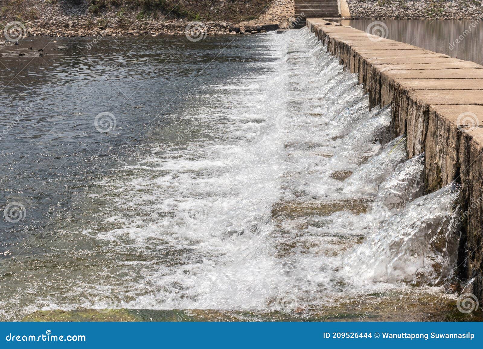 The Water Flow Passes the Weir from Upper Level To Lower Level the Side ...