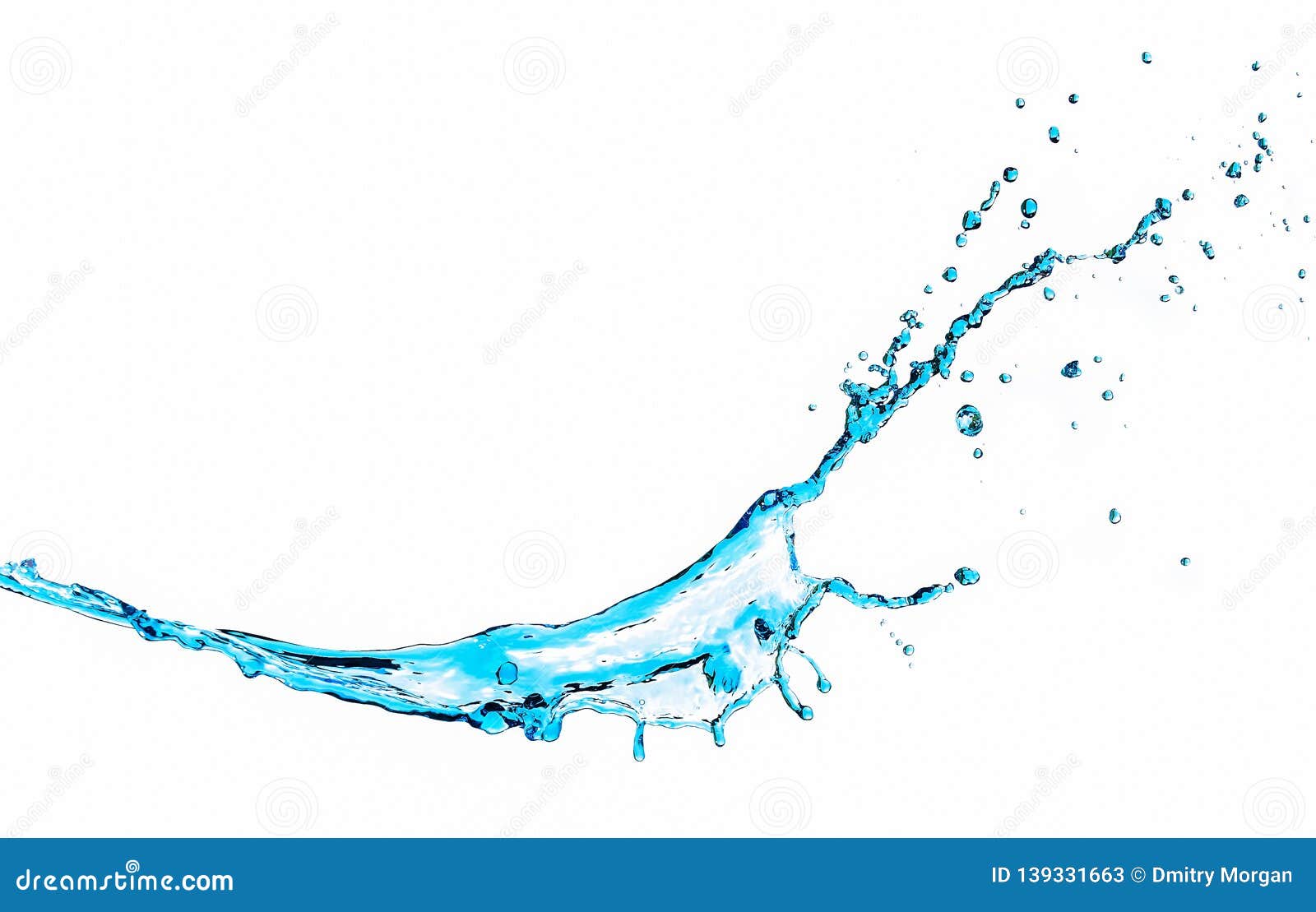 Water Flow and Splashes Isolated Over Pure White Background Stock Image ...