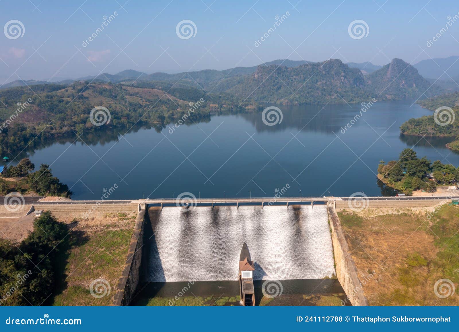 Water Flowing from Dam Aerial View Stock Photo - Image of reservoir ...