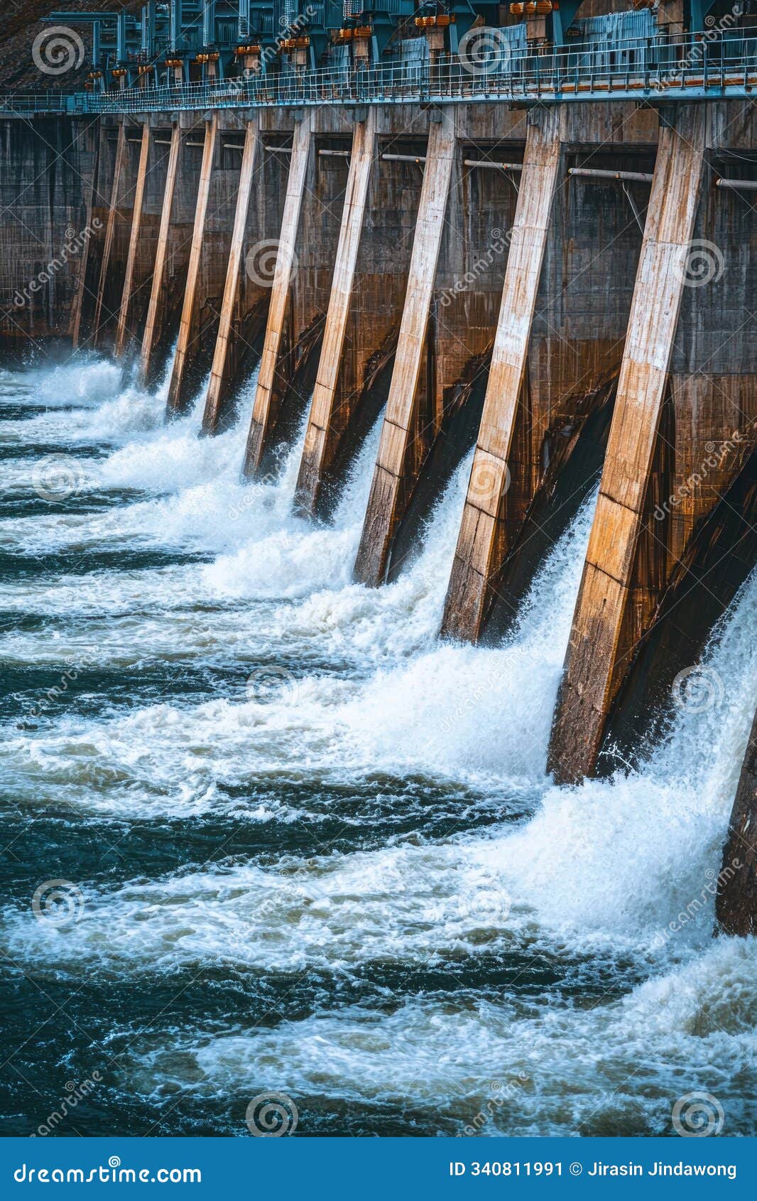 Water Flowing through Dam Structure from Side View Stock Illustration ...