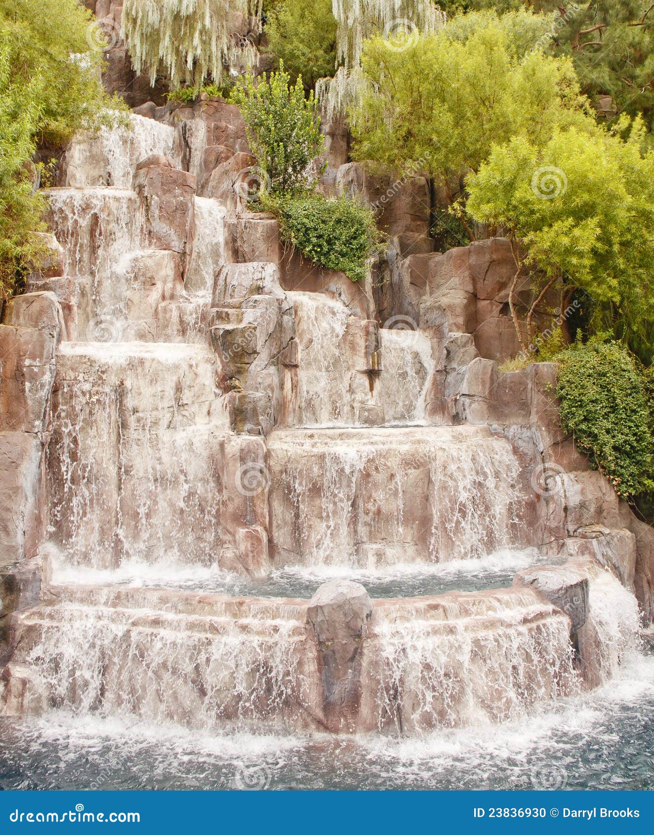 Water Flowing Down Fountain in Garden Stock Photo - Image of landscape ...