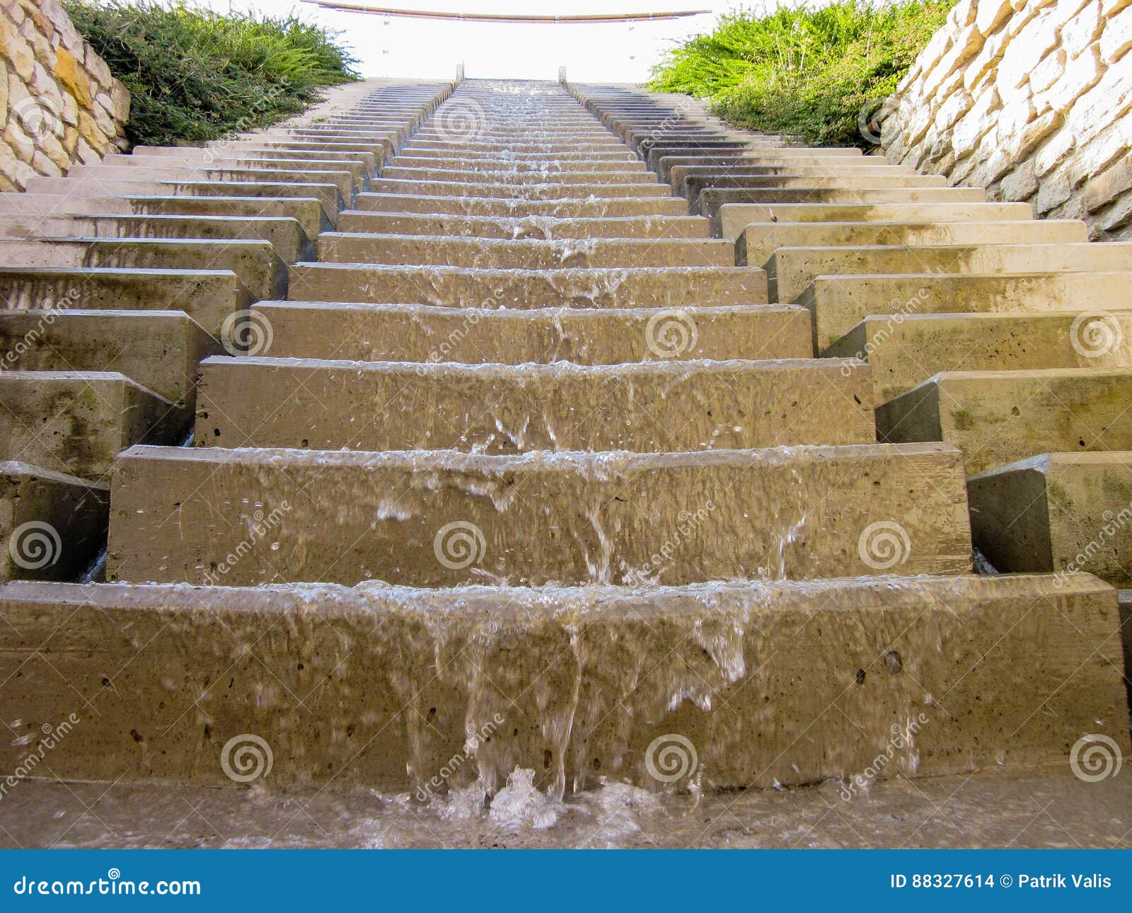 Water Flowing Down the Stairs Close View. Stock Photo - Image of ...