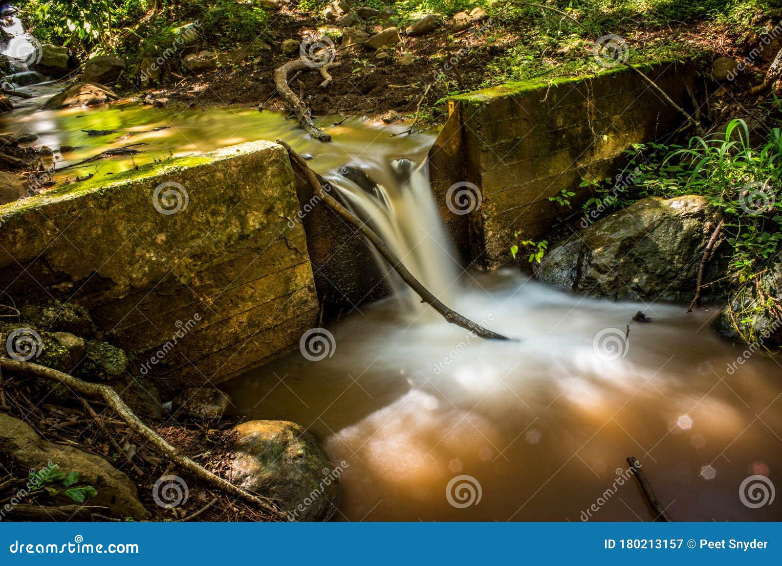 Water flowing down a wall stock image. Image of woodland - 180213157