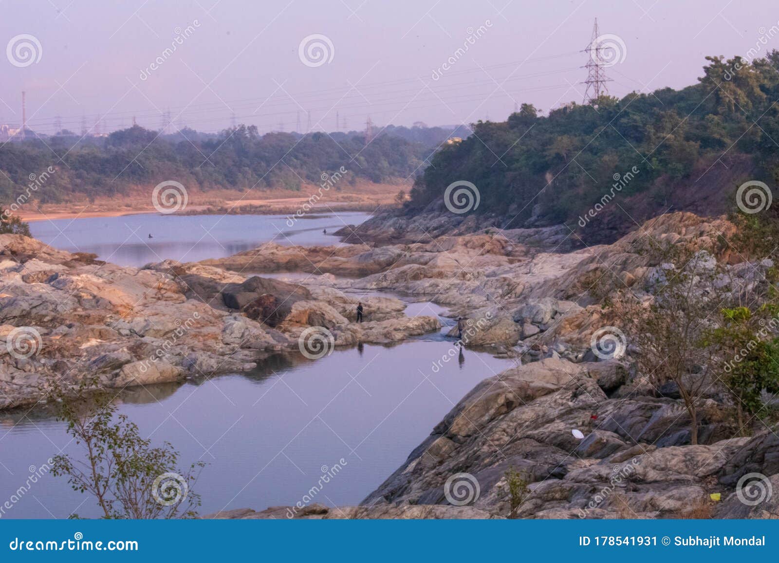 Water Flowing Downhill Cutting the Rocks and Forming a River Stock ...